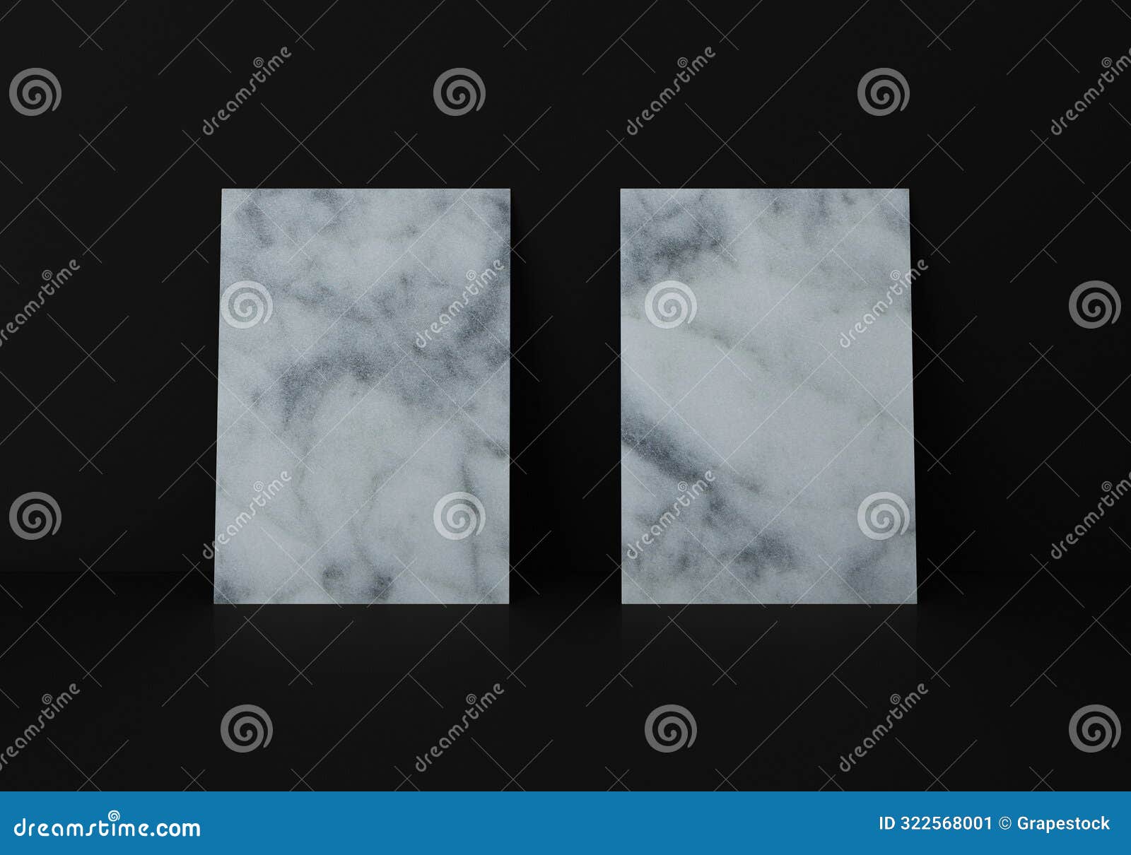 Two Marble Texture Vertical Rectangle A4 Paper Sheet Mockup, 3D ...