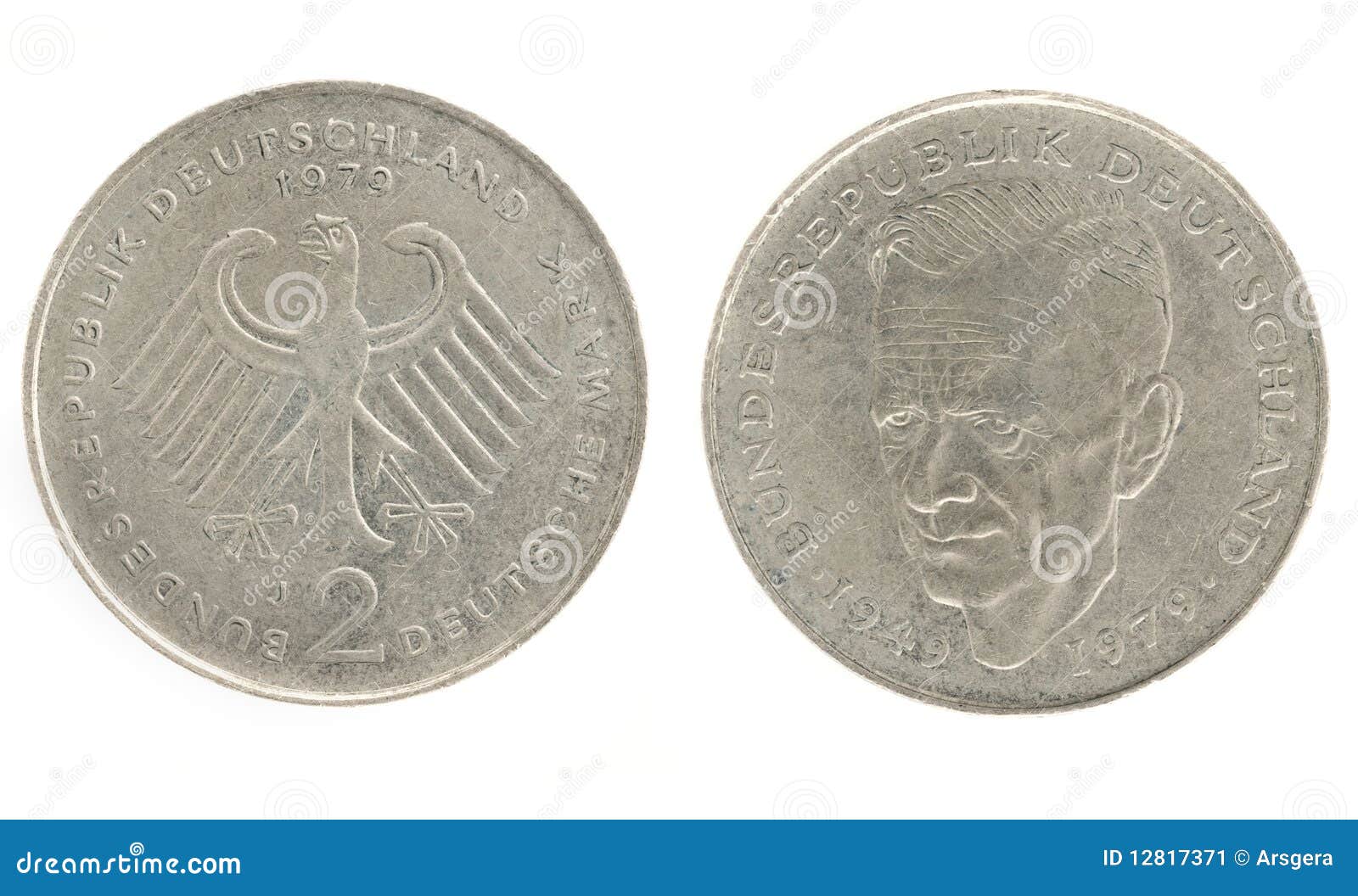Two Marks - German money stock image. Image of silver - 12817371