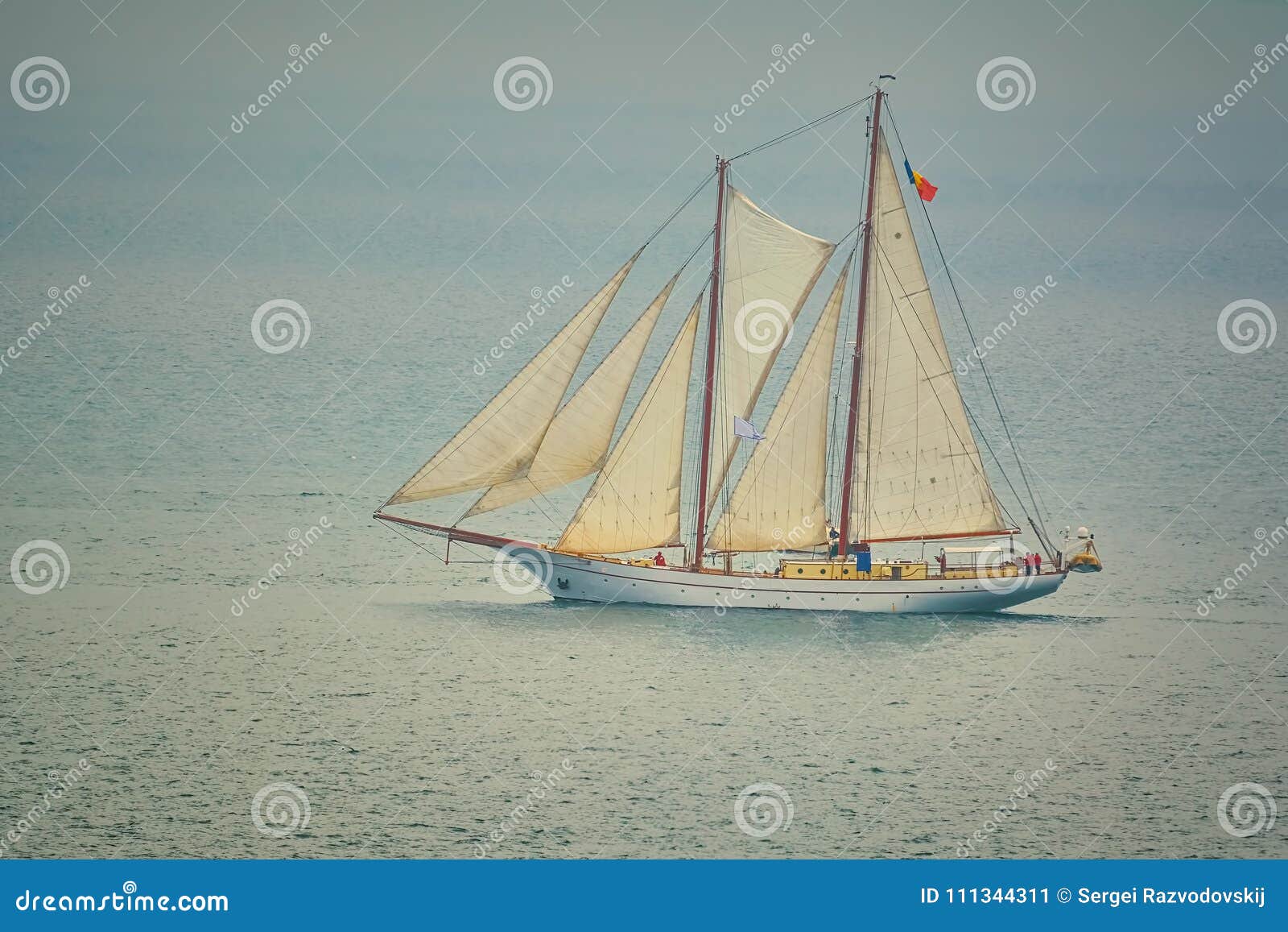 Two Masted Sailing Ship stock image. Image of sails - 111344311