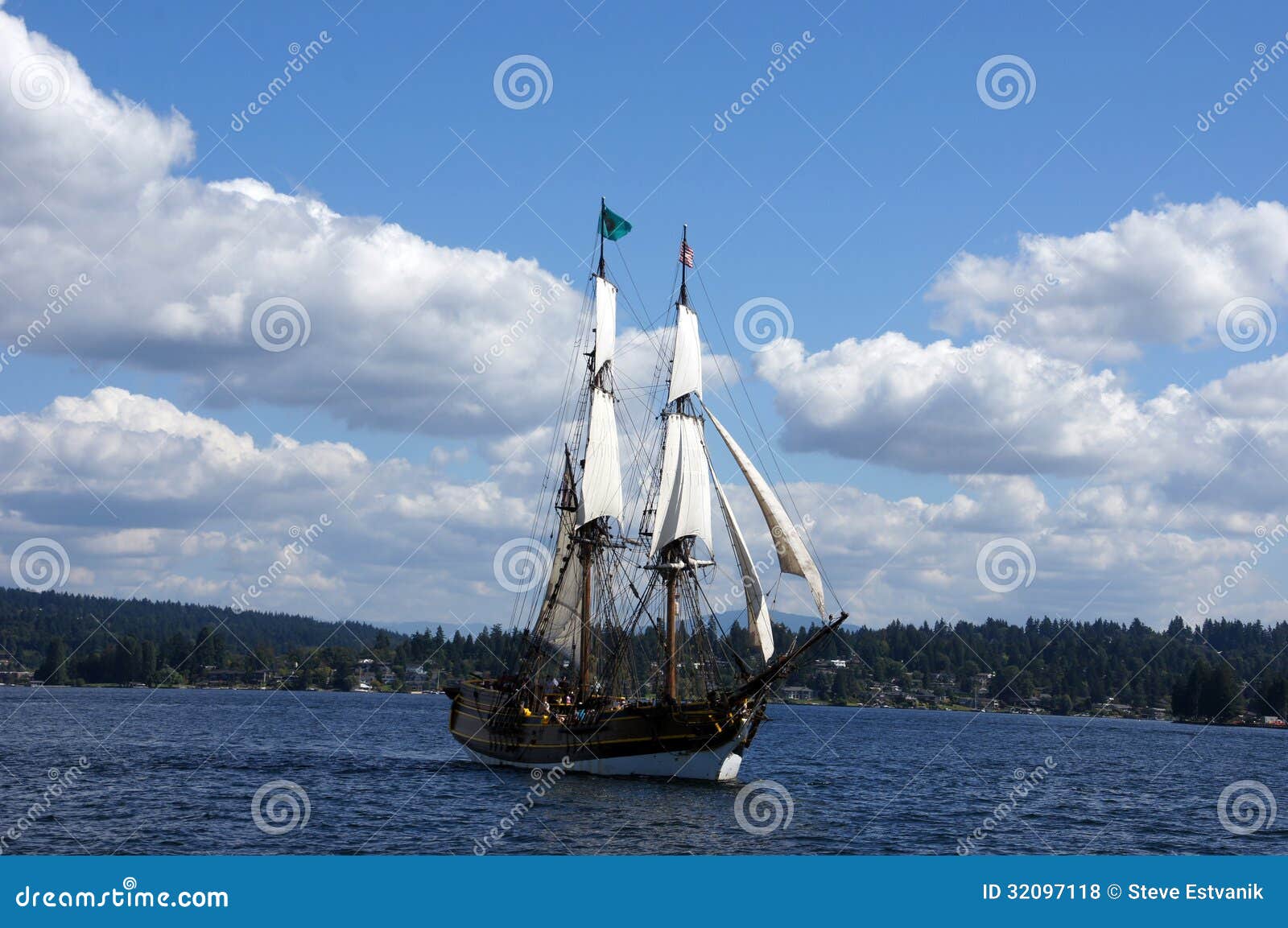Two masted tall ship stock photo. Image of sloop, water - 32097118