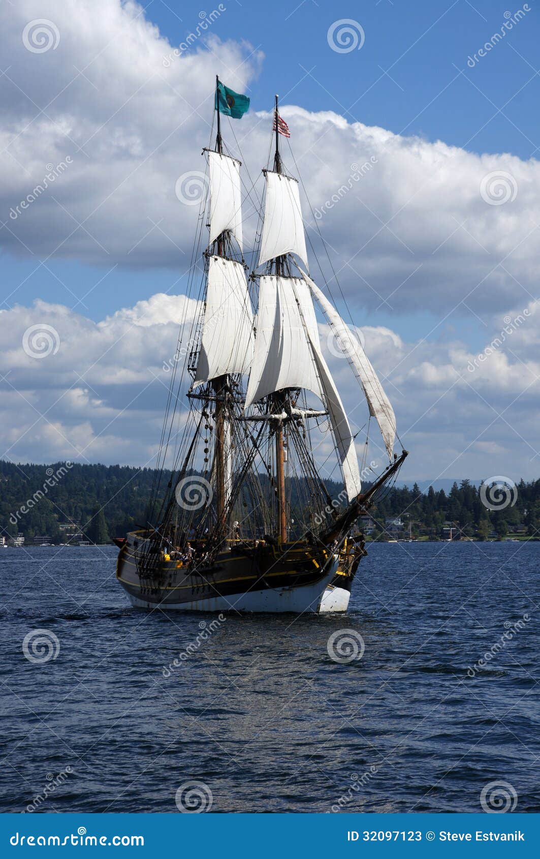 Two masted tall ship stock image. Image of tallship, blue - 32097123