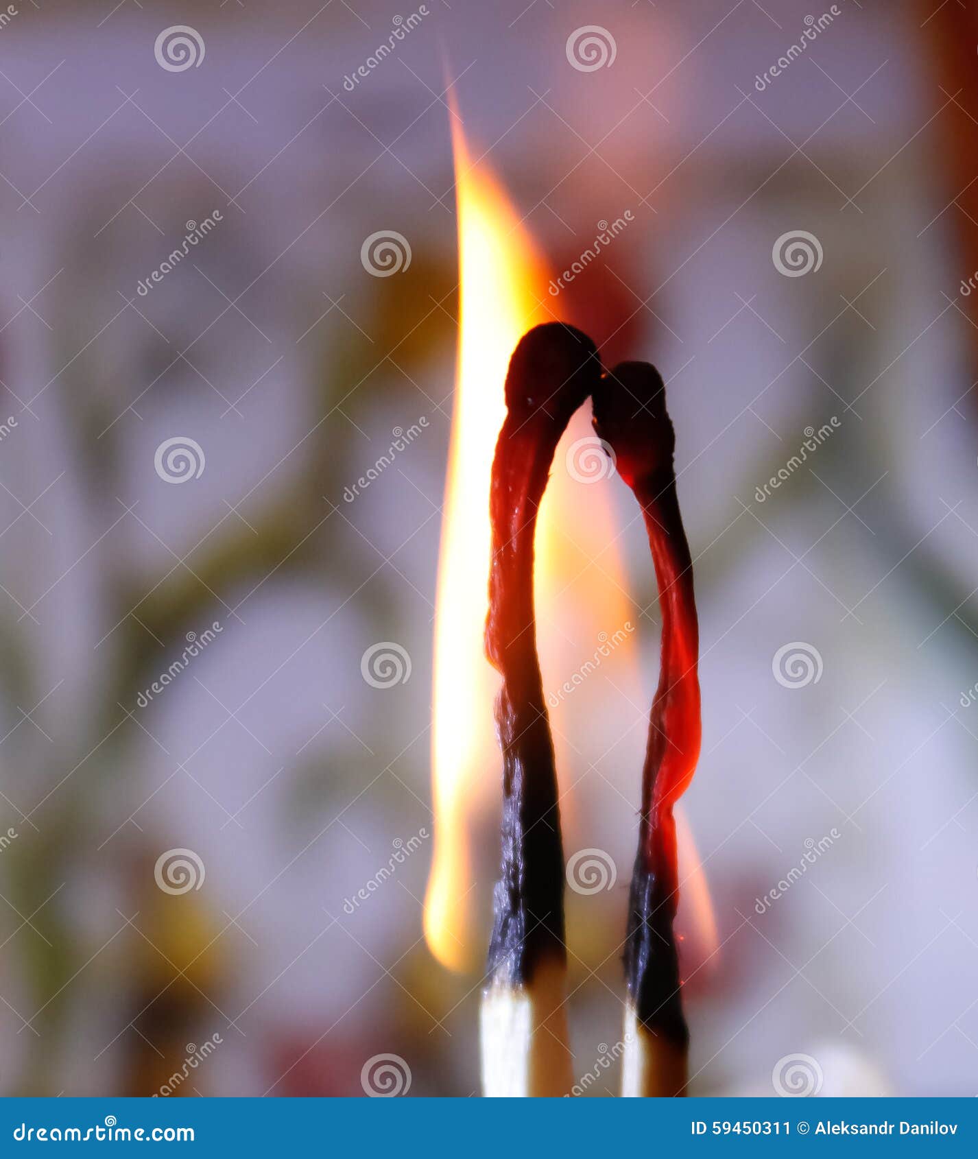 Two matches in the flame stock image. Image of love, fire - 59450311