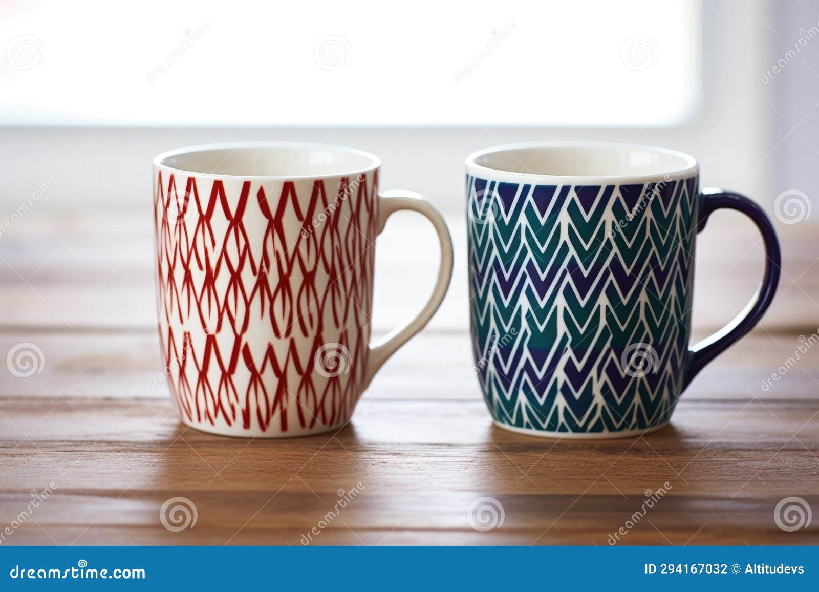 Two Matching Coffee Mugs Side by Side Stock Photo - Image of breakfast ...