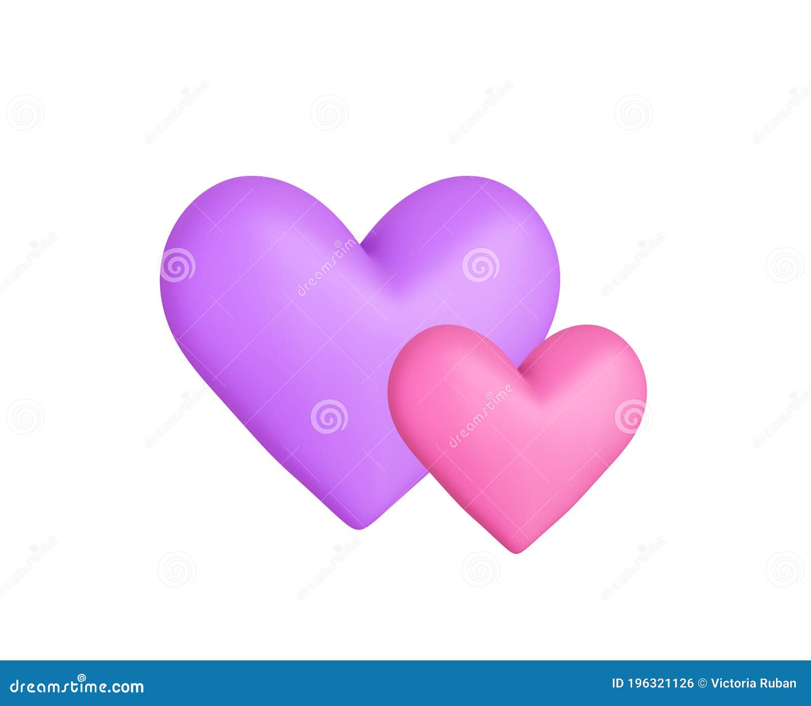 Two Matte Soft Violet and Pink Hearts Stock Illustration - Illustration ...
