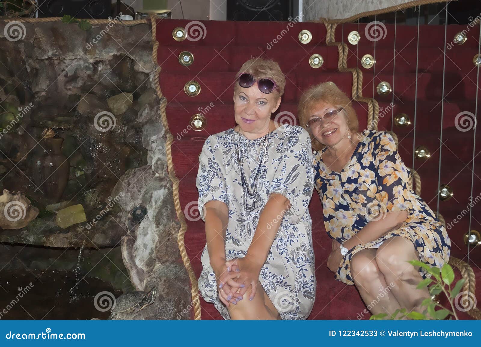 Two Mature Women Sit on the Steps Stock Image - Image of love, beauty ...