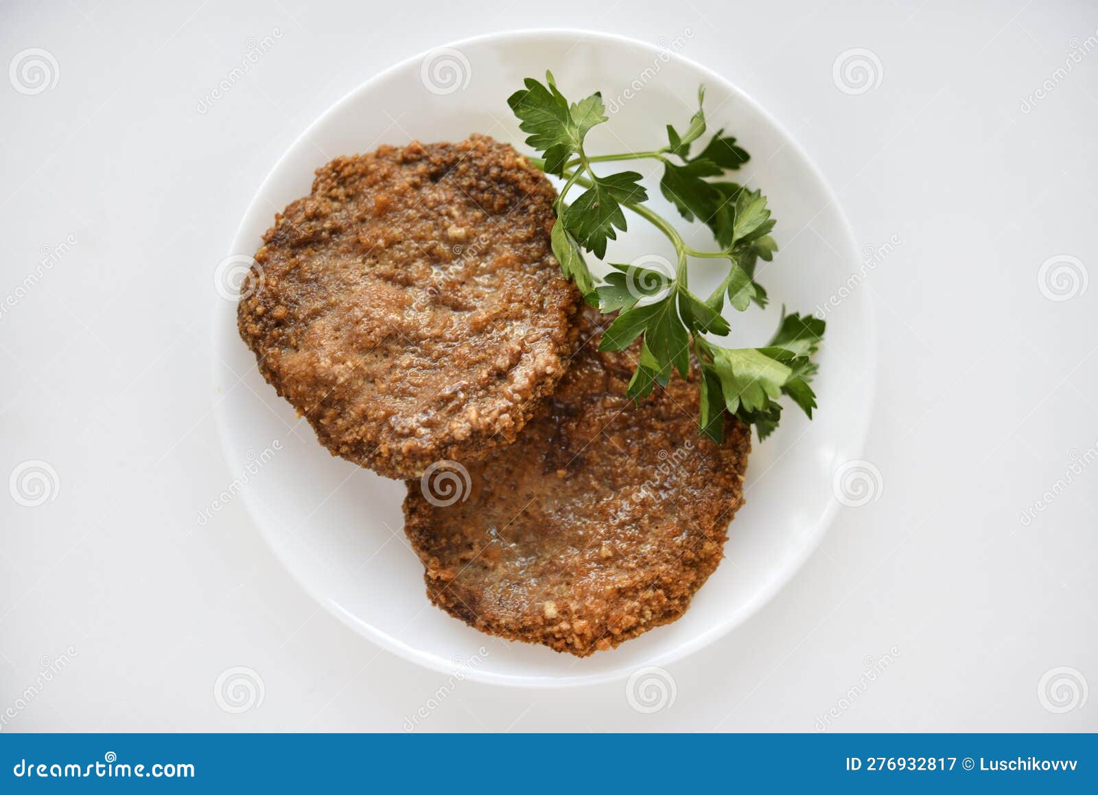 Two Meat Patties on a White Plate. Meat Breakfast Stock Image - Image ...