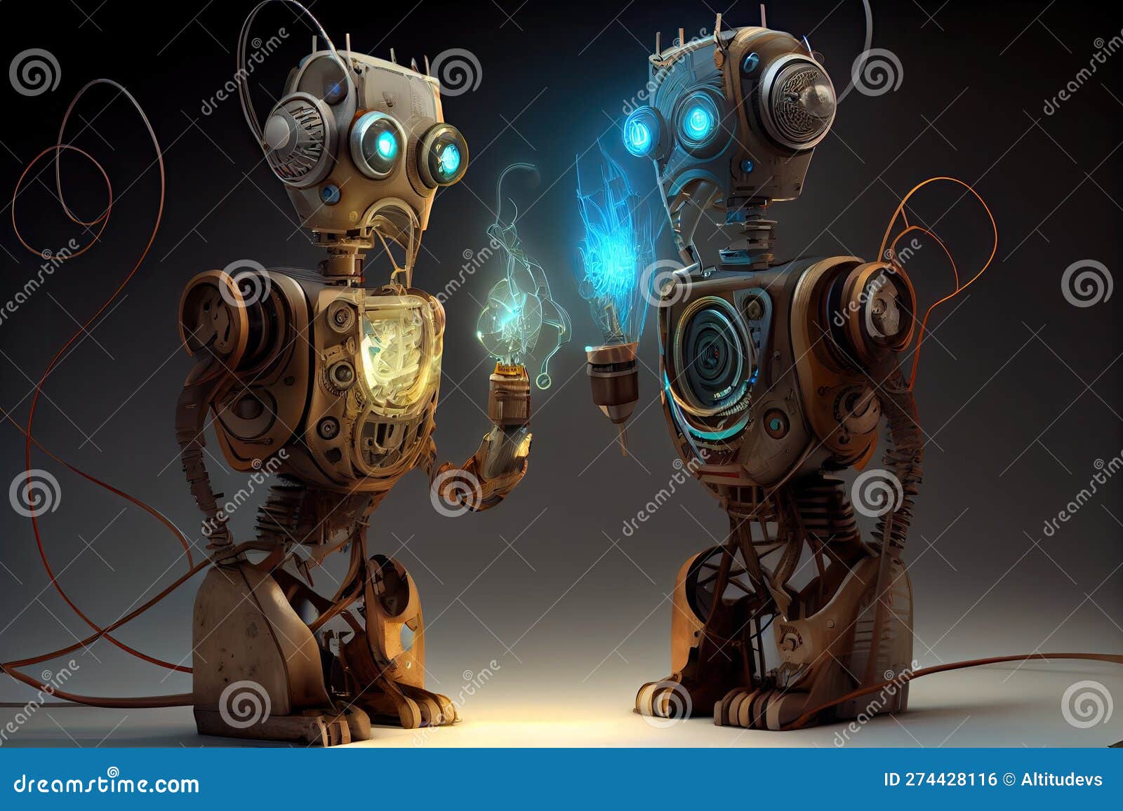 Two Mechanical Beings, Each Tuned To a Different Frequency and ...