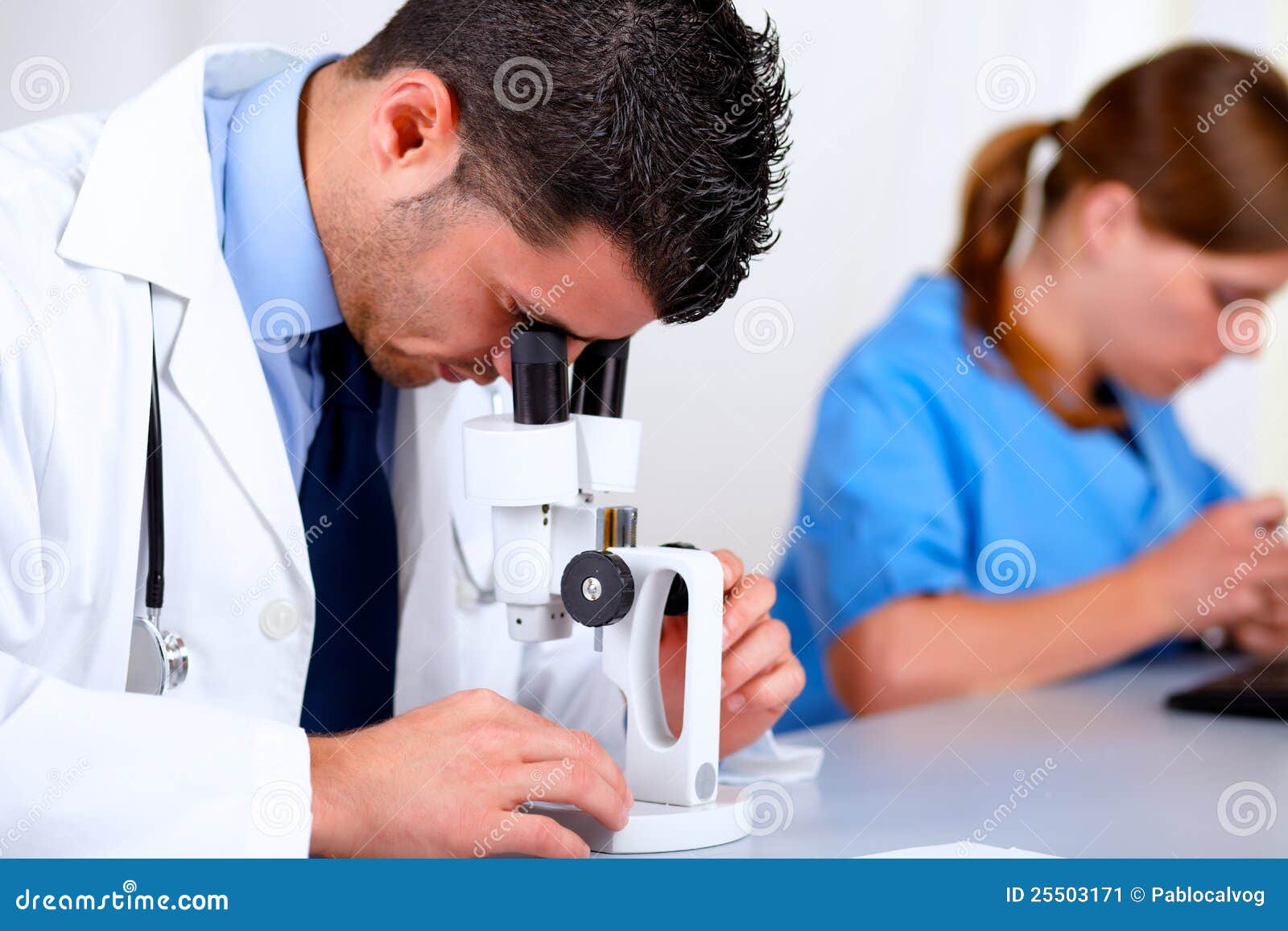 Two Medical Doctors Working at Laboratory Stock Image - Image of male ...