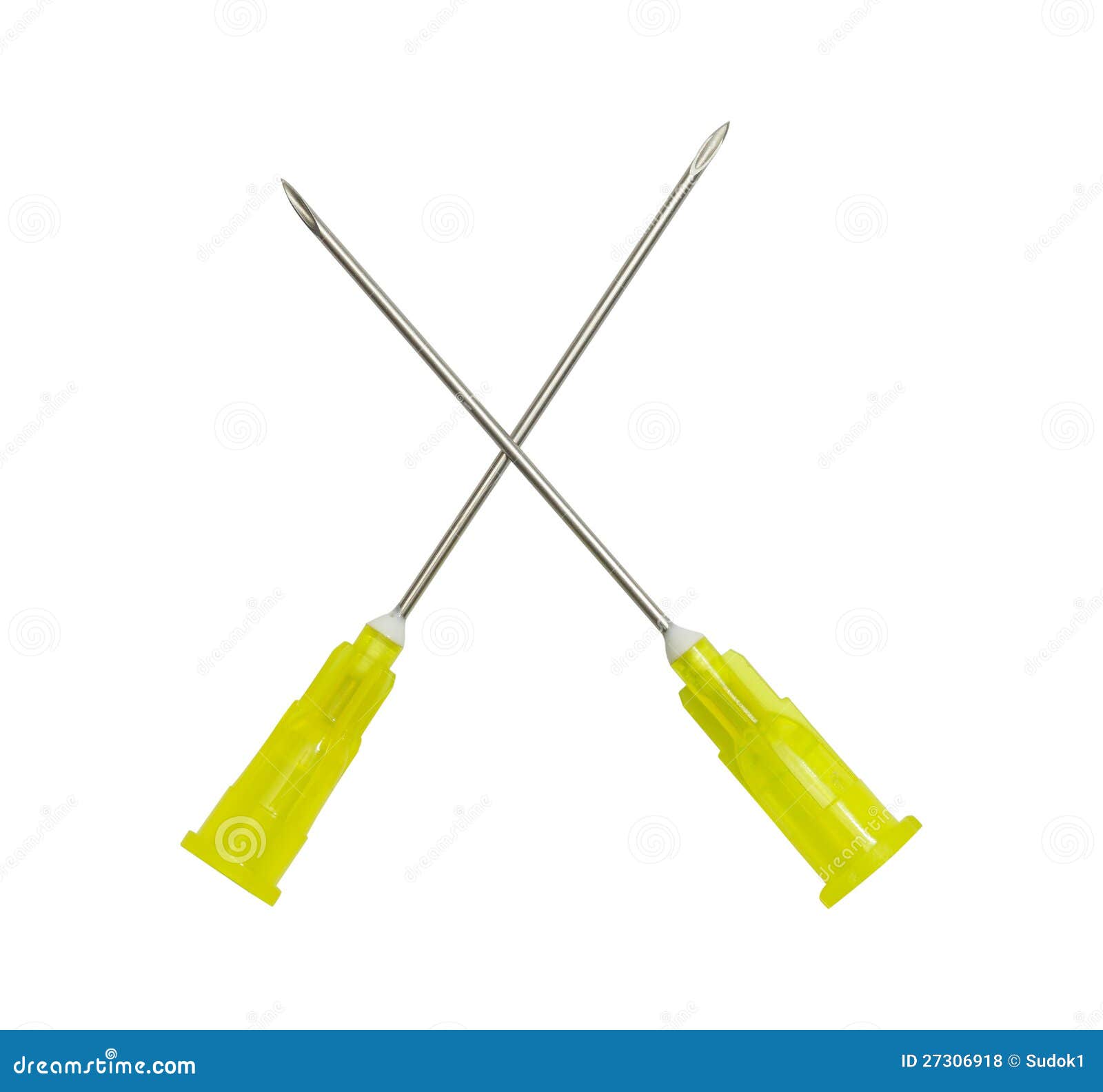 Two Medical Needles Cross. Isolated on White Stock Photo - Image of ...