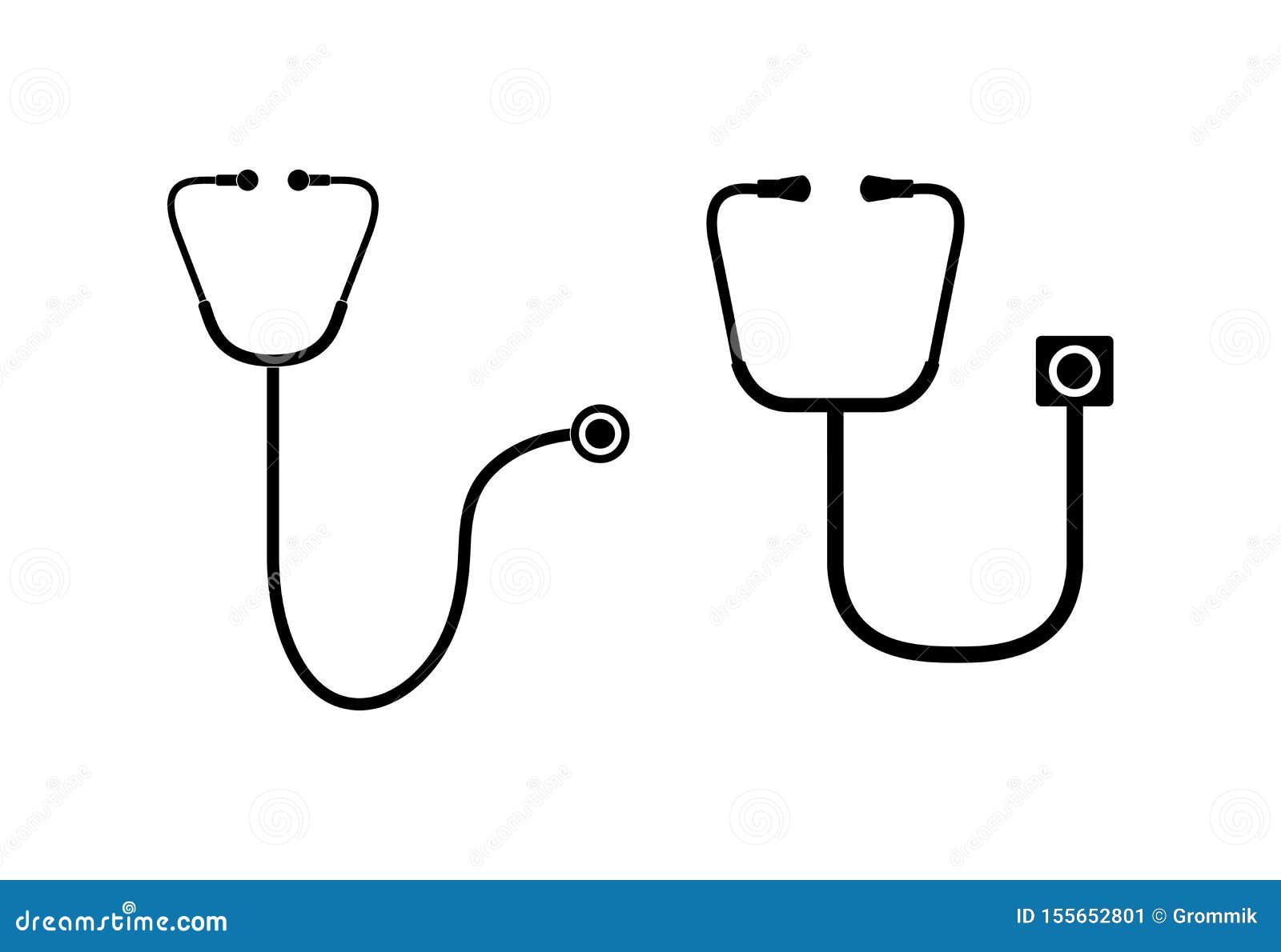 Two Medical Stethoscopes. Simple Flat Design Stock Vector ...