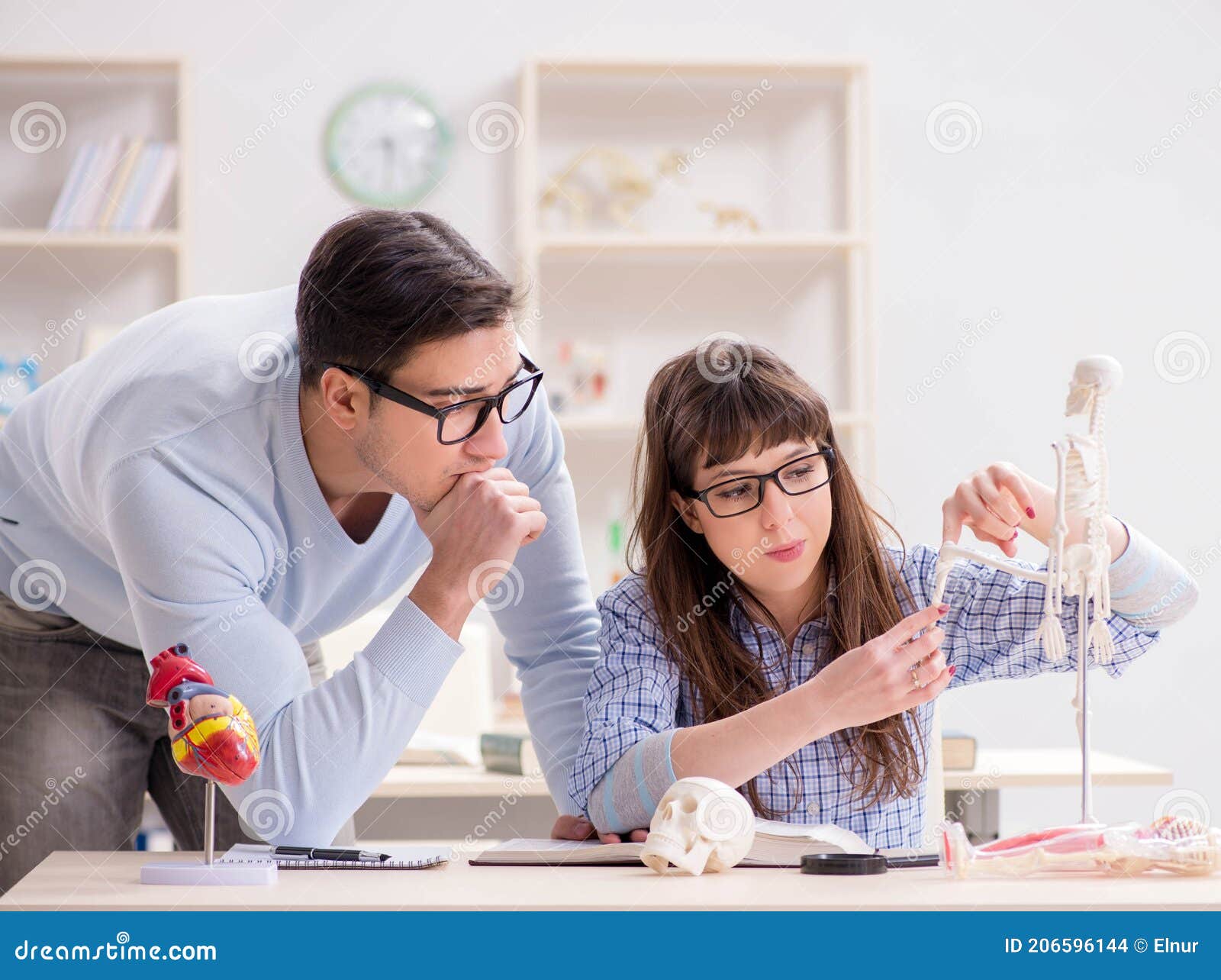 Two Medical Students Studying in Classroom Stock Photo - Image of ...