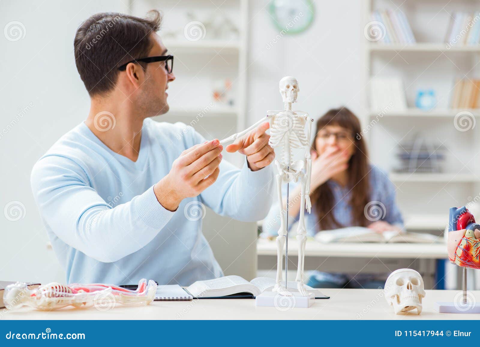 The Two Medical Students Studying in Classroom Stock Photo - Image of ...