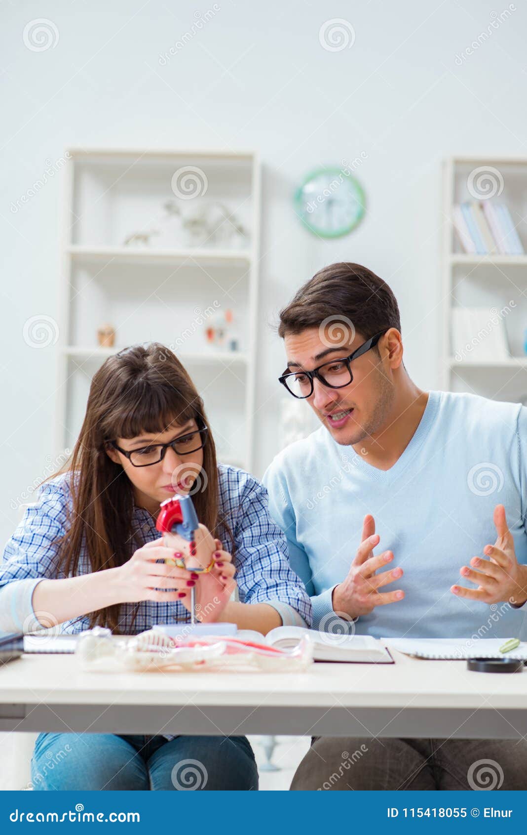 The Two Medical Students Studying in Classroom Stock Image - Image of ...
