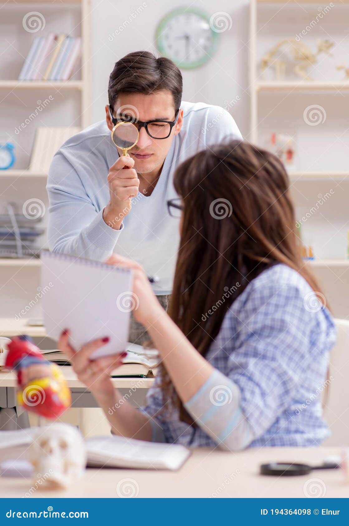 Two Medical Students Studying in Classroom Stock Photo - Image of ...