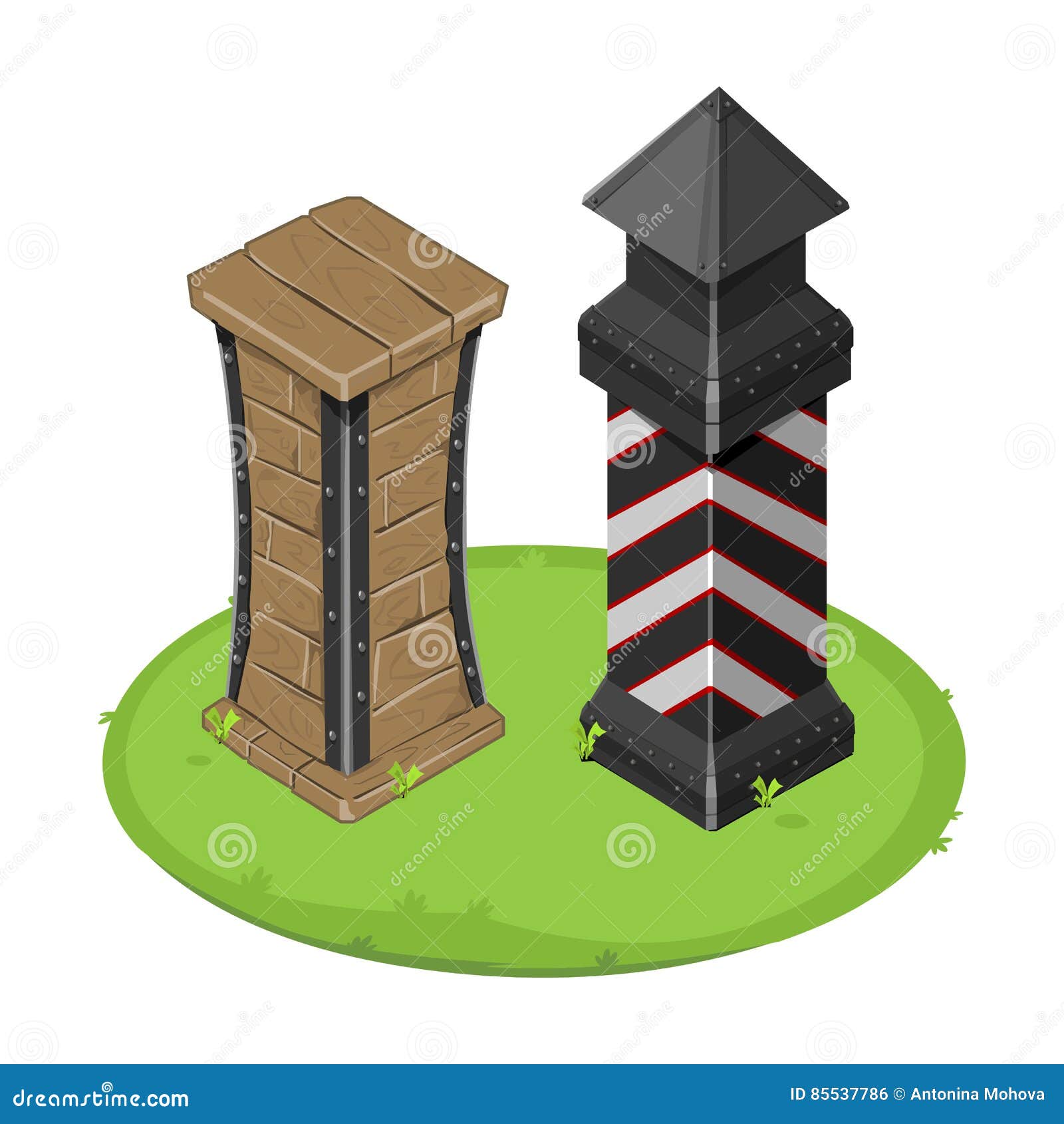Two medieval border post stock vector. Illustration of pillar - 85537786