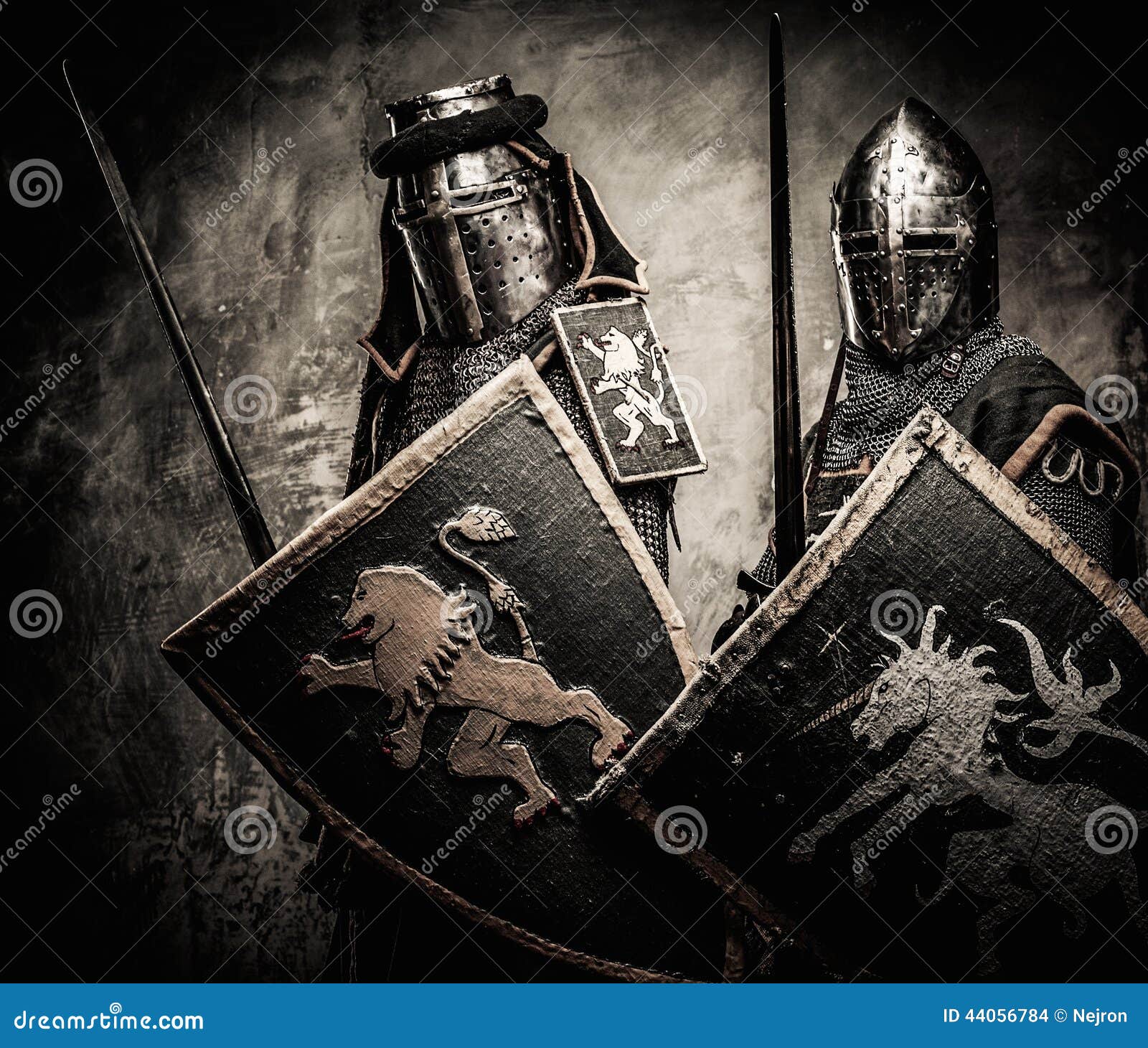 Medieval Knights With Swords Poses In Armor Royalty-Free Stock Image ...