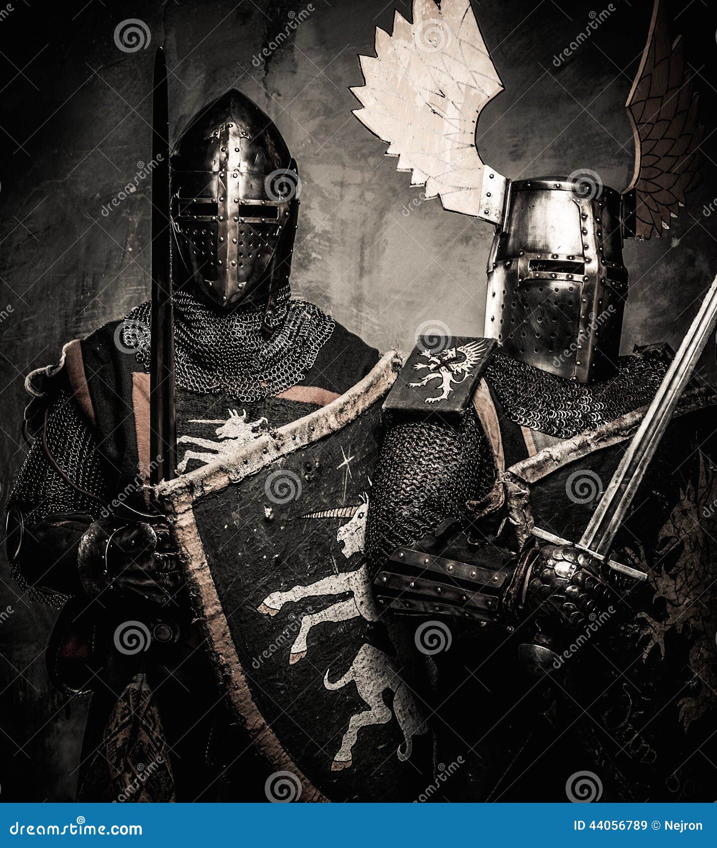 Two medieval knights stock image. Image of gauntlet, battle - 44056789