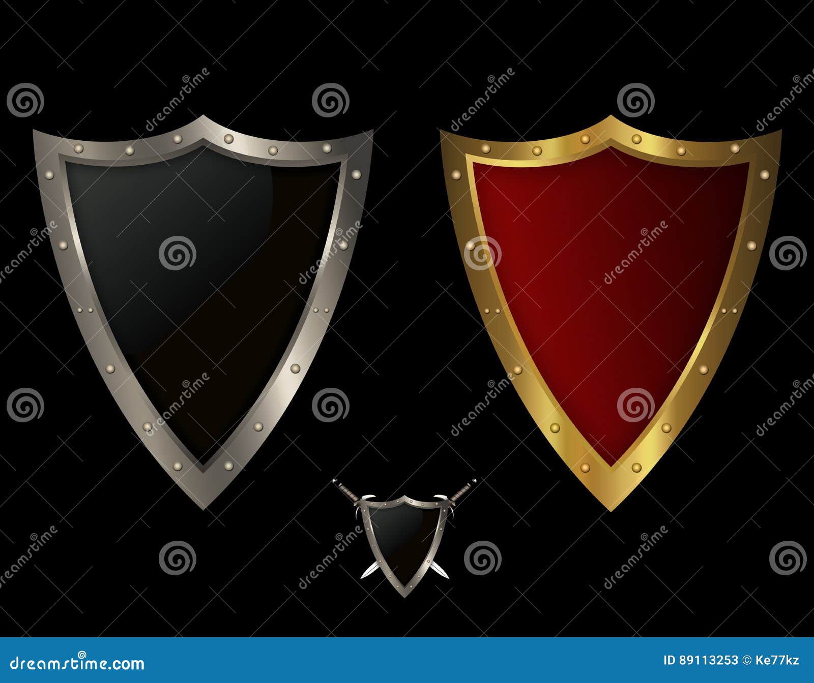 Shields With Rivets Cartoon Vector | CartoonDealer.com #16974645