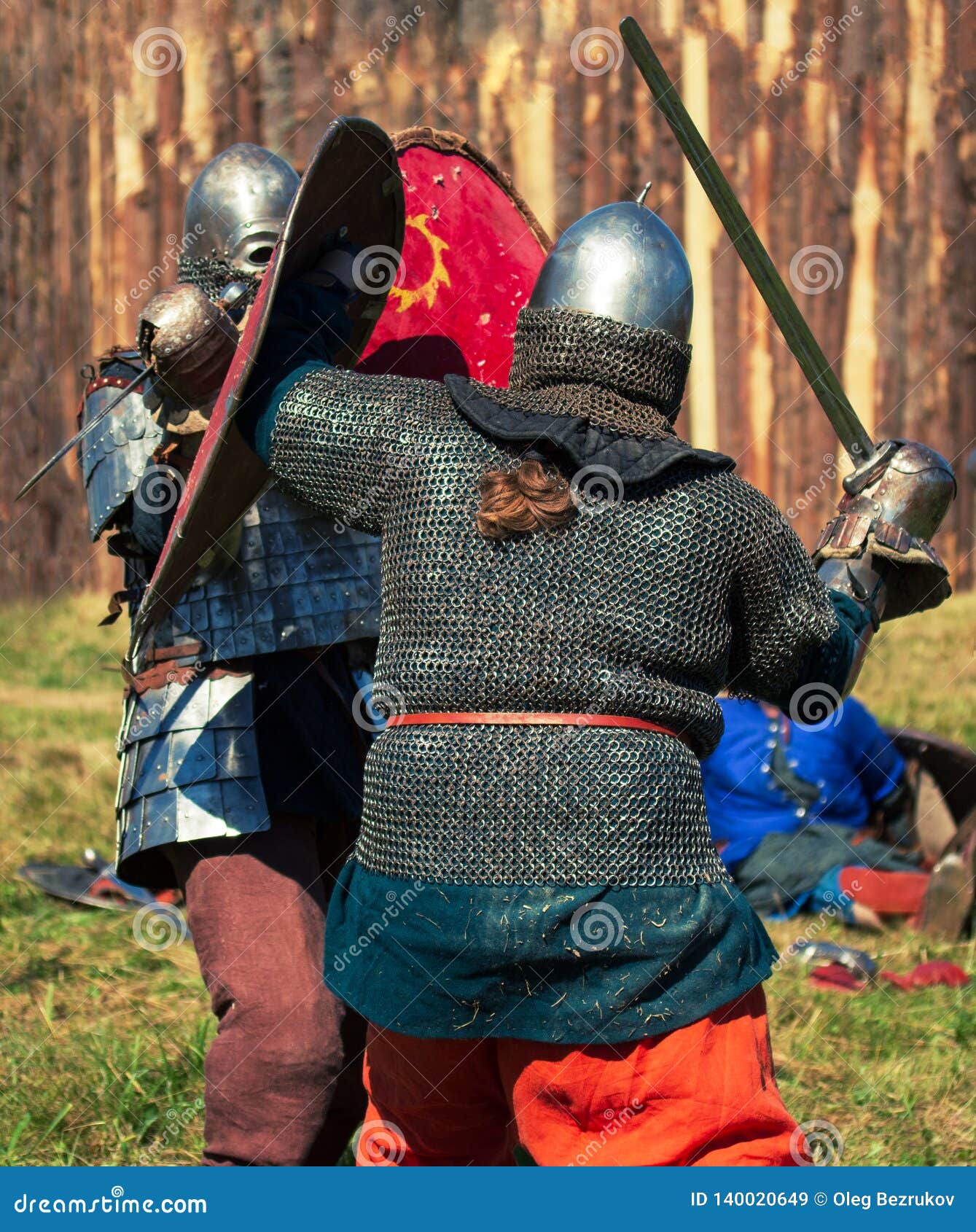 Two Medieval Warriors in Armor are Fighting Editorial Stock Image ...