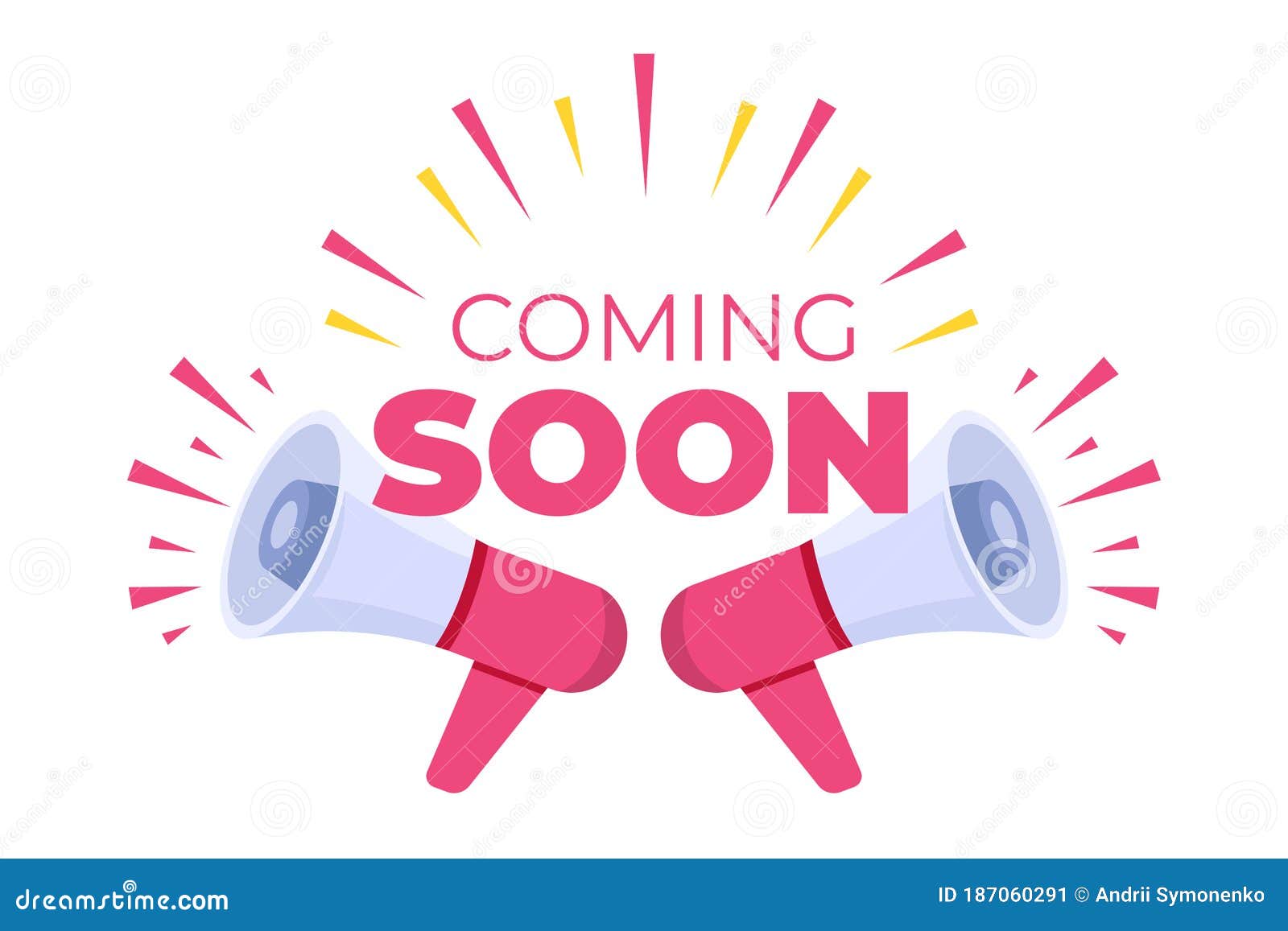 Two Megaphone with Coming Soon Banner. Stock Vector - Illustration of ...