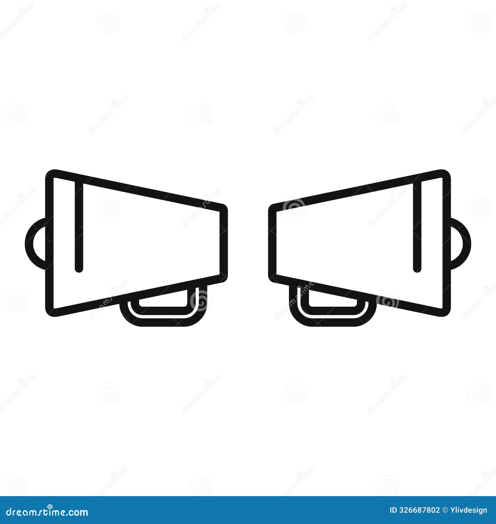 Two Megaphones Facing Each Other Communicating Information Stock Vector ...