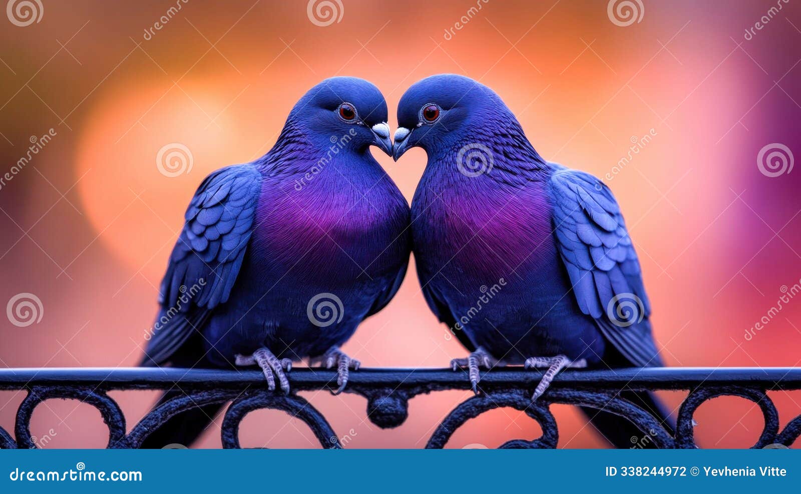 Two Melanistic Doves Perched on a Gothic Railing. Generative Ai Stock ...