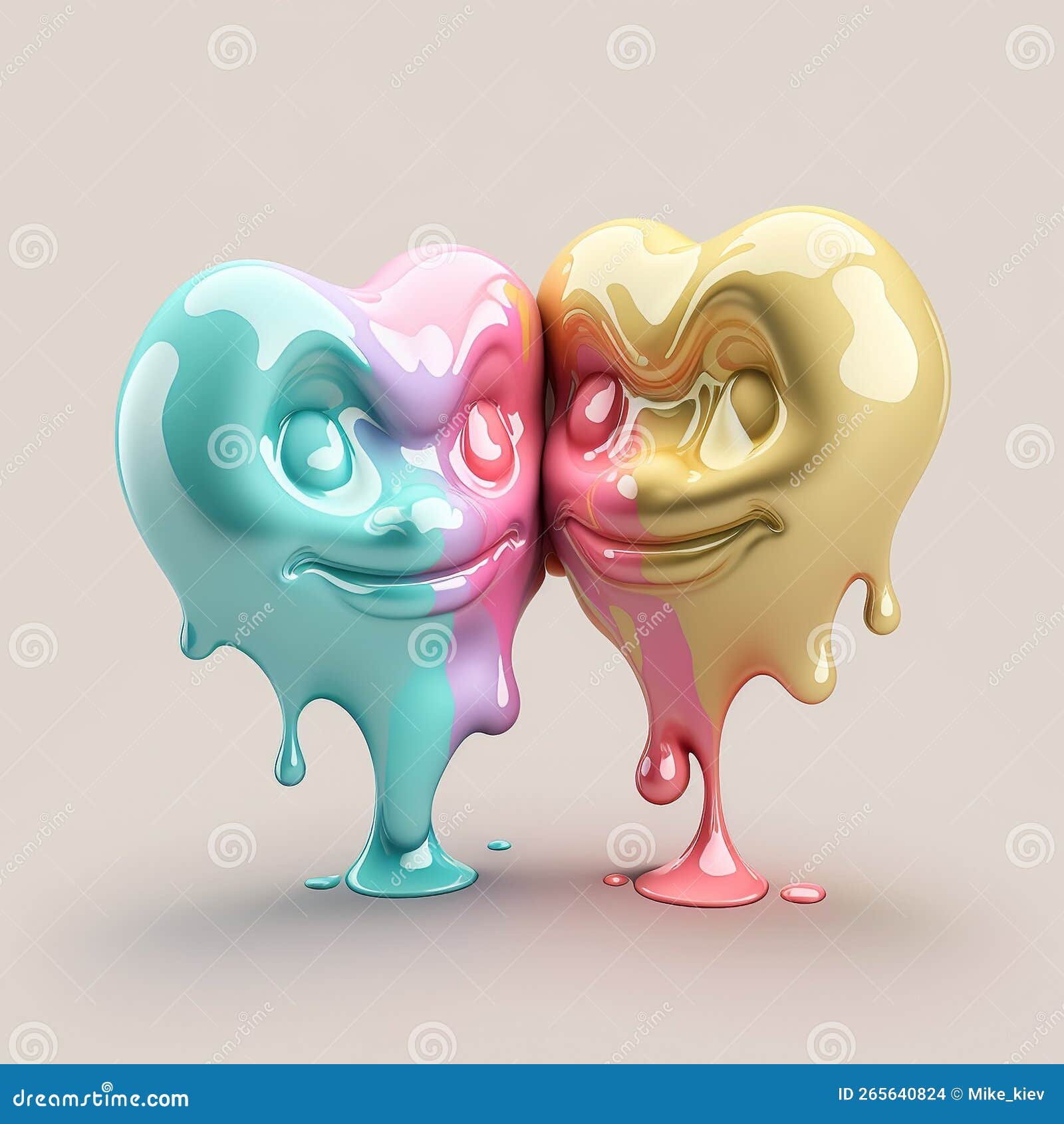 Two melted hearts on white stock illustration. Illustration of passion ...