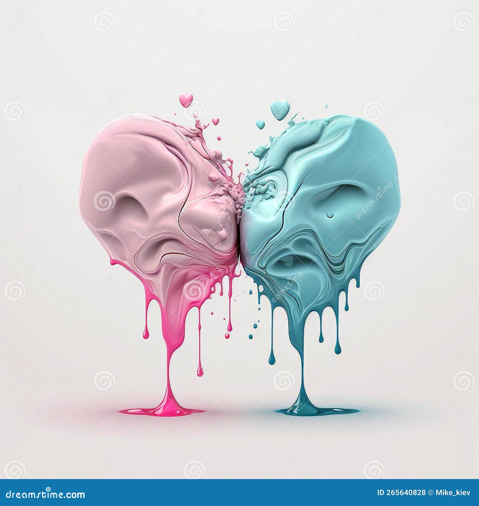 Two melted hearts on white stock illustration. Illustration of melted ...
