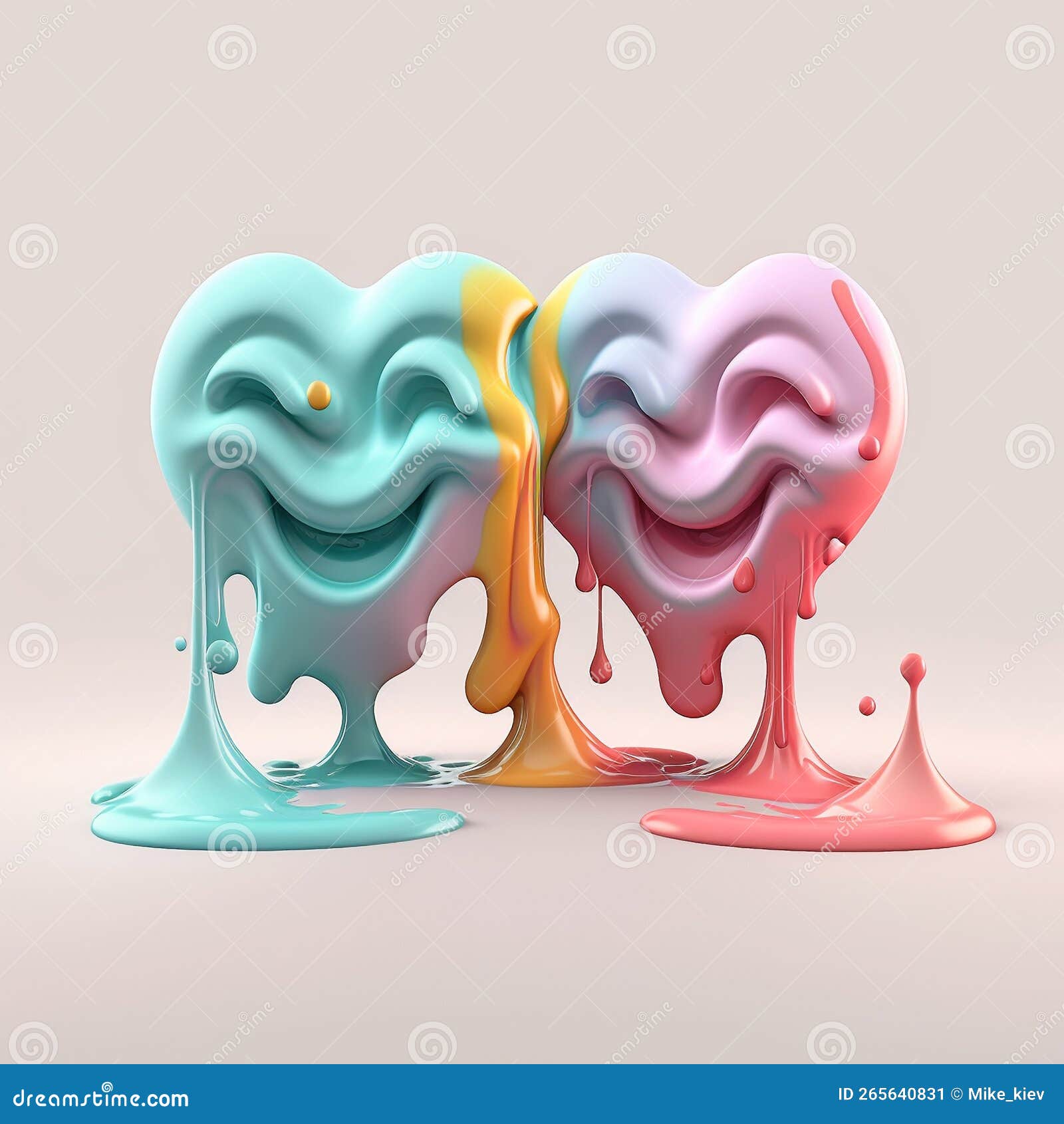 Two melted hearts on white stock illustration. Illustration of candy ...