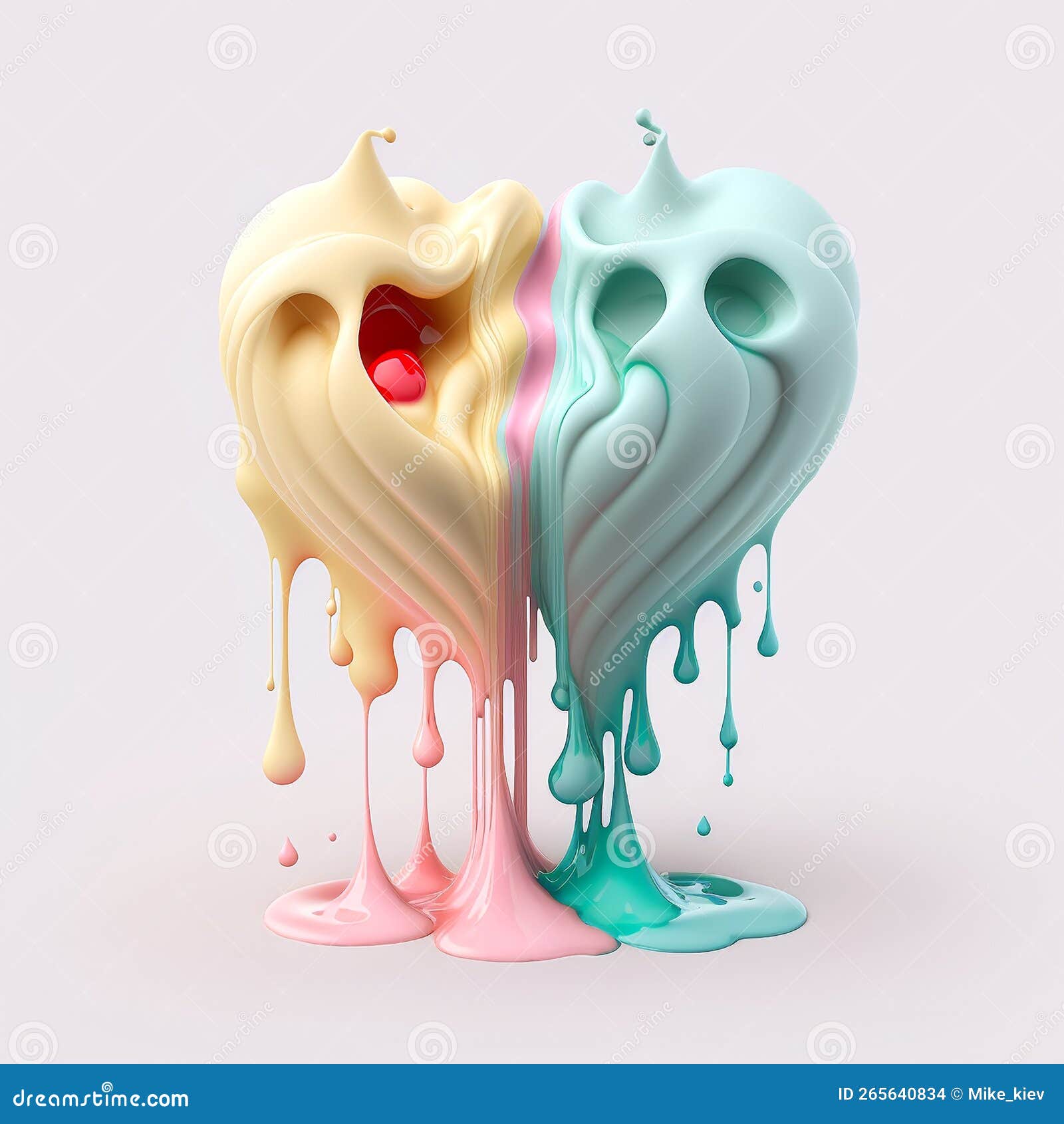 Two melted hearts on white stock illustration. Illustration of ...