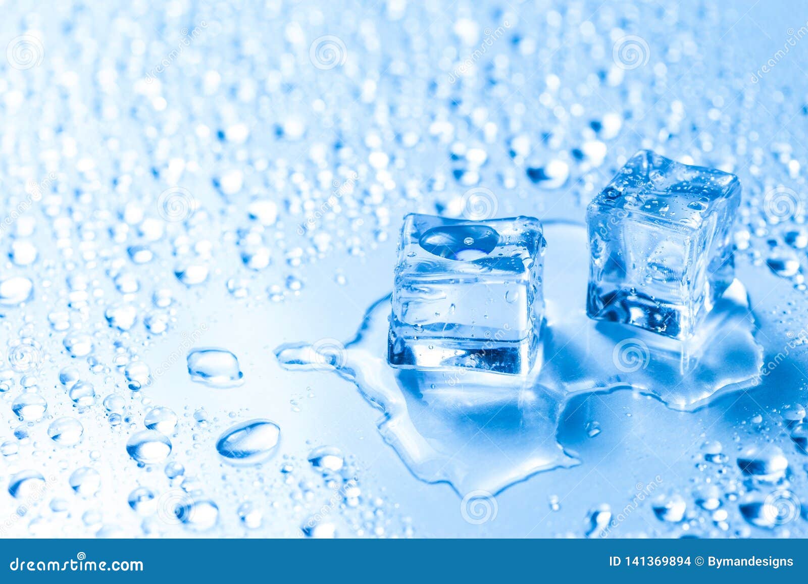 Two Melted Ice Cubes with Water Drops Stock Photo - Image of cold ...