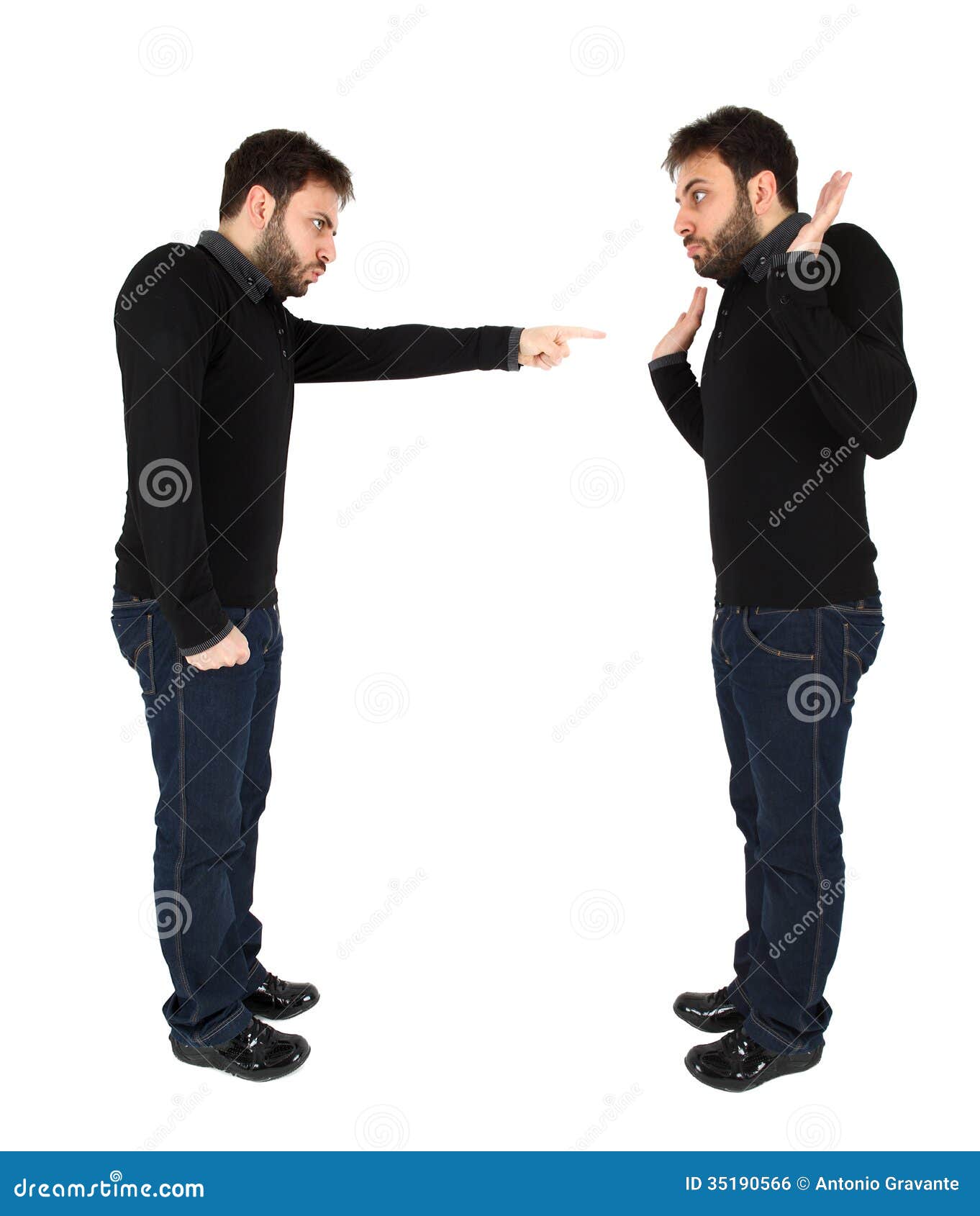 Two Men Accused Against Himself Stock Photo - Image of fright, anger ...