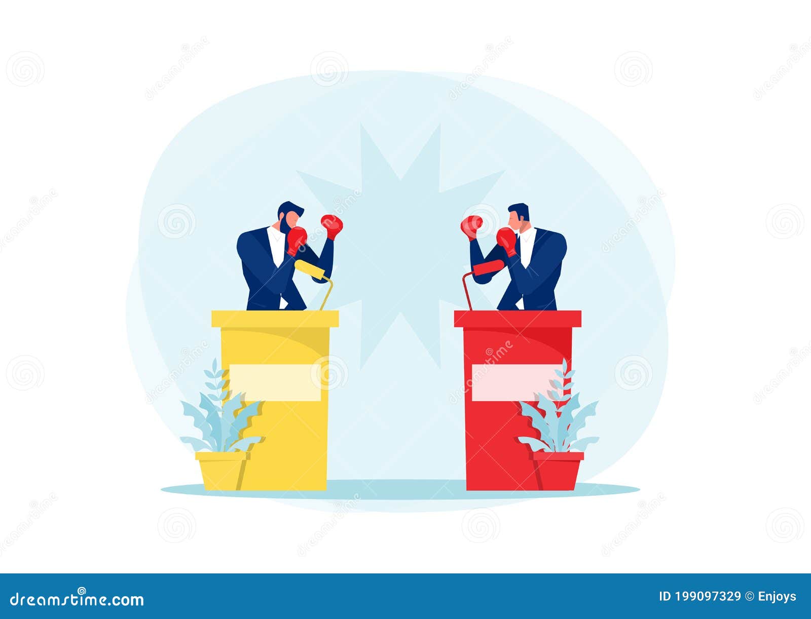 Two Men Active Political Discussion, Debating, Cartoon Flat Vector ...