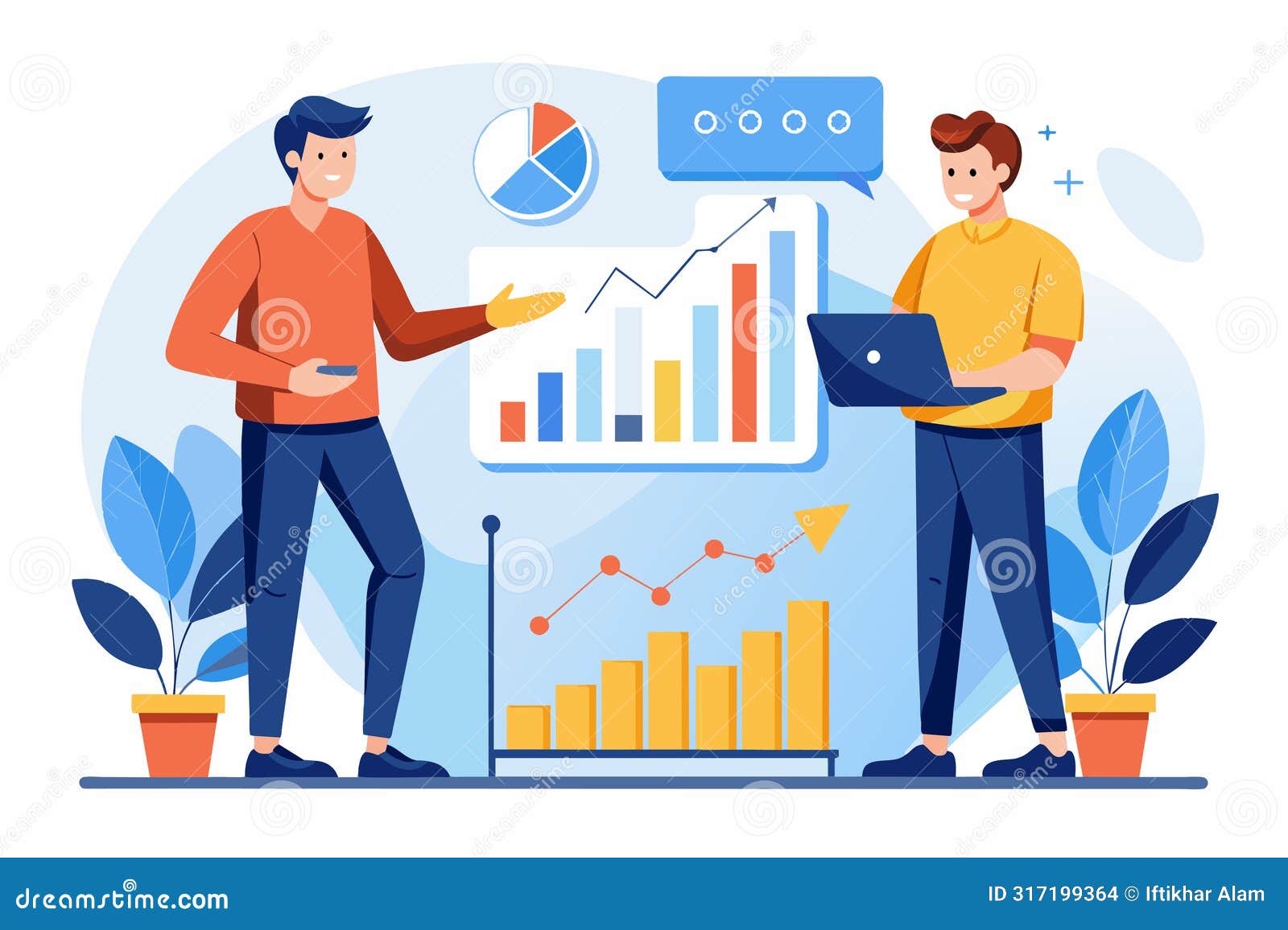 Two Men Analyzing Growth Chart, Two Men Discussing, Analyzing a Graph ...