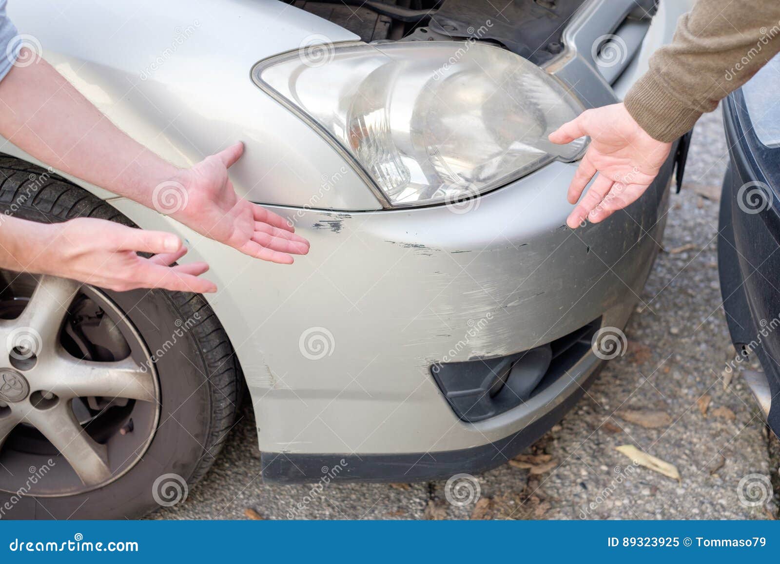 Two Men Arguing after a Car Accident on the Road Stock Image - Image of ...