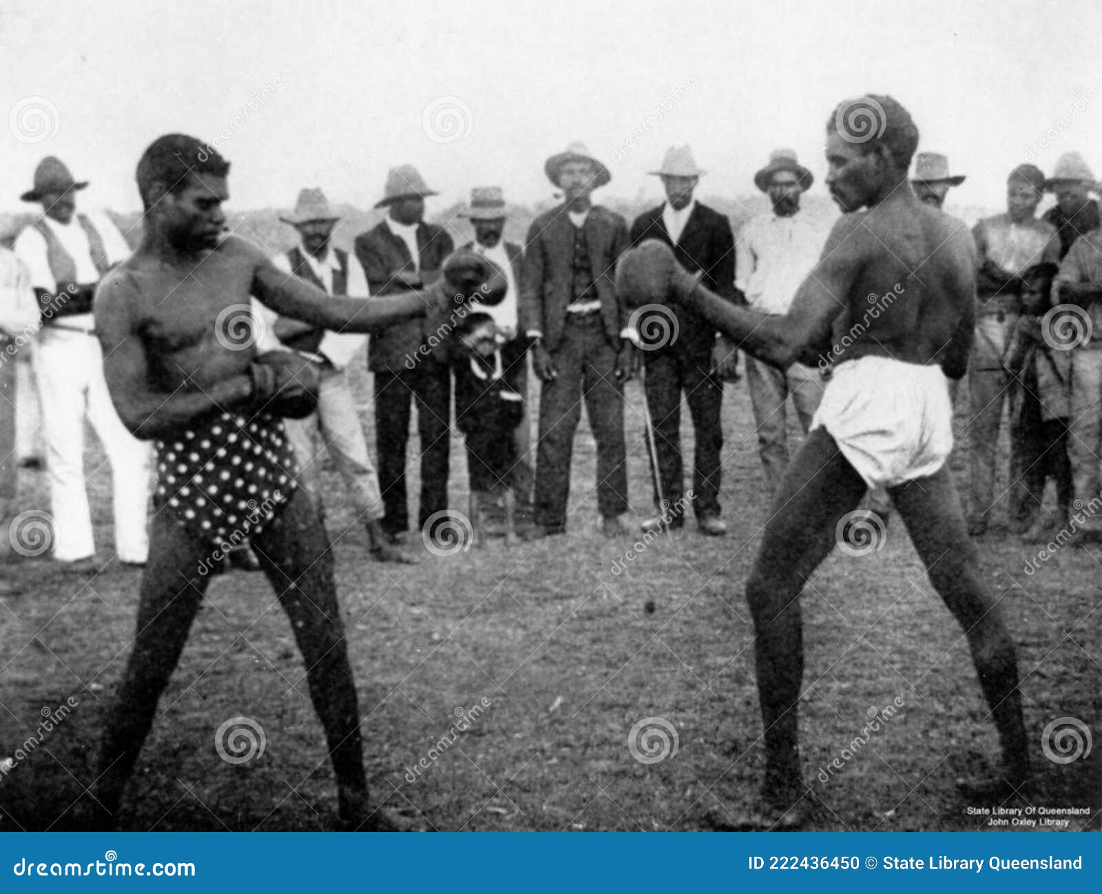Two Men Boxing In Front Of A Crowd At Barambah Aboriginal Settlement Ca ...