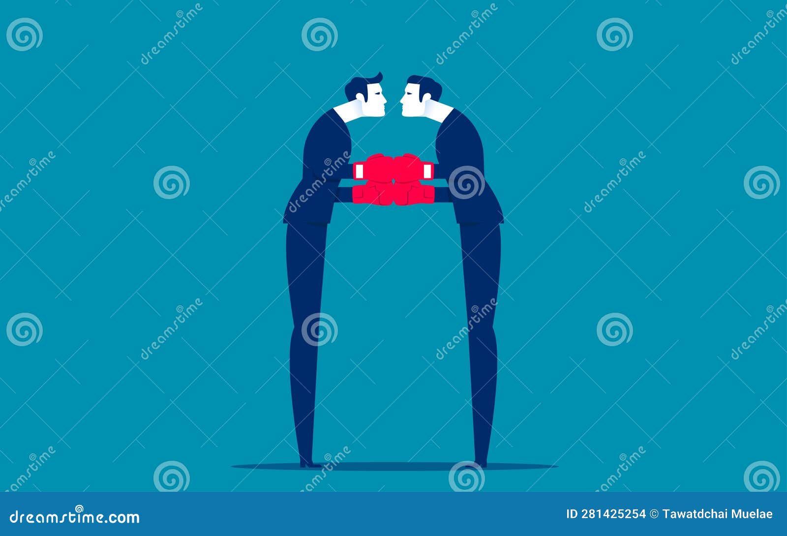 Two Men in a Boxing Match. Business Fighting Vector Illustration ...