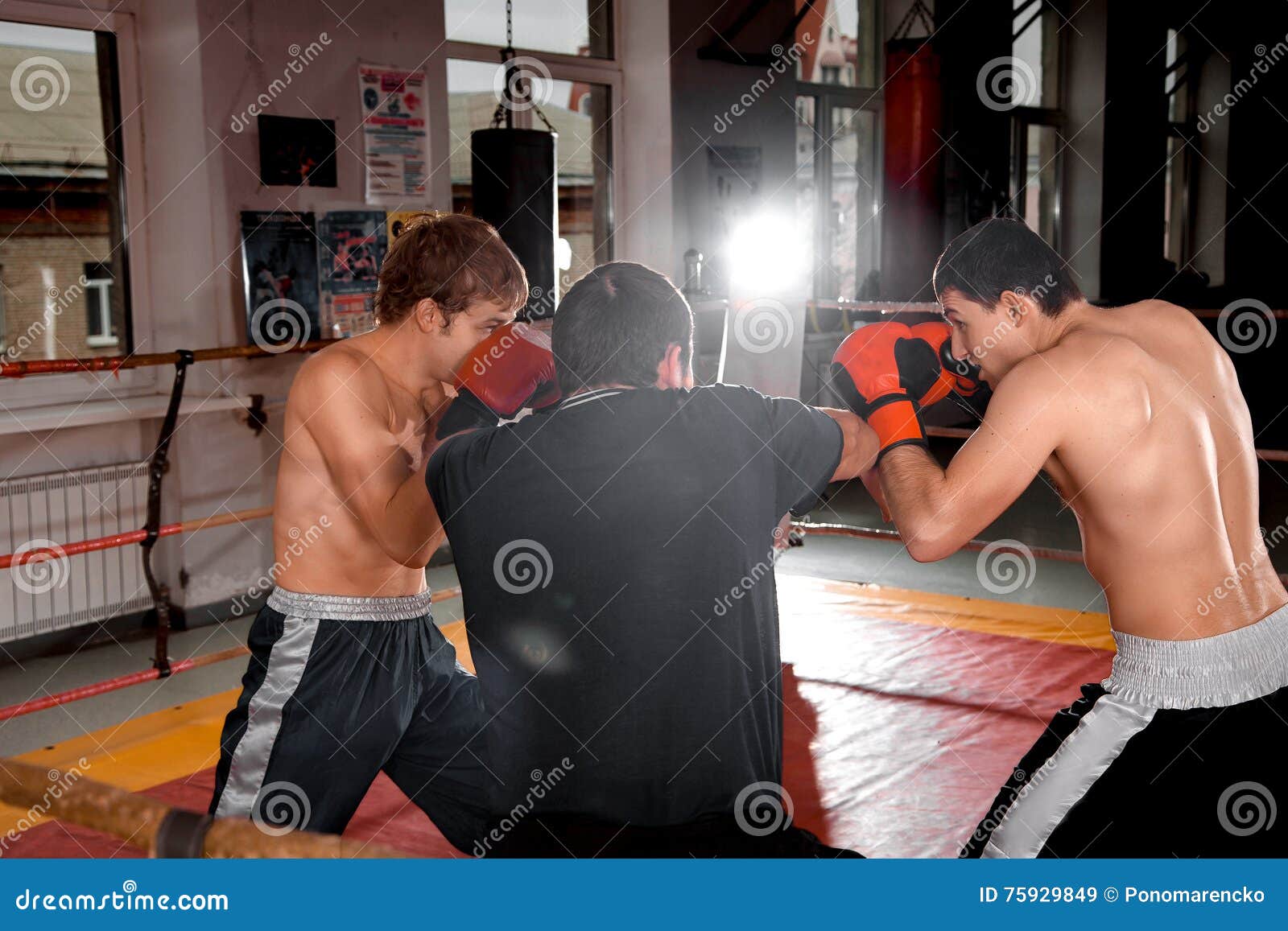 Two Men is Boxing on the Ring Stock Image - Image of glove, black: 75929849