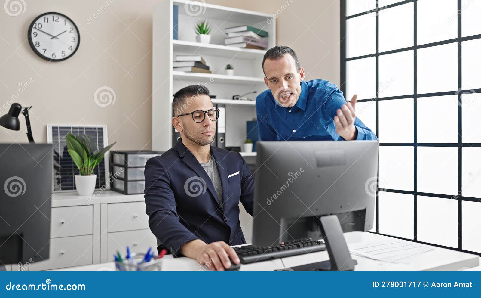 Two Men Business Workers Having Conflict Working at Office Stock Image ...