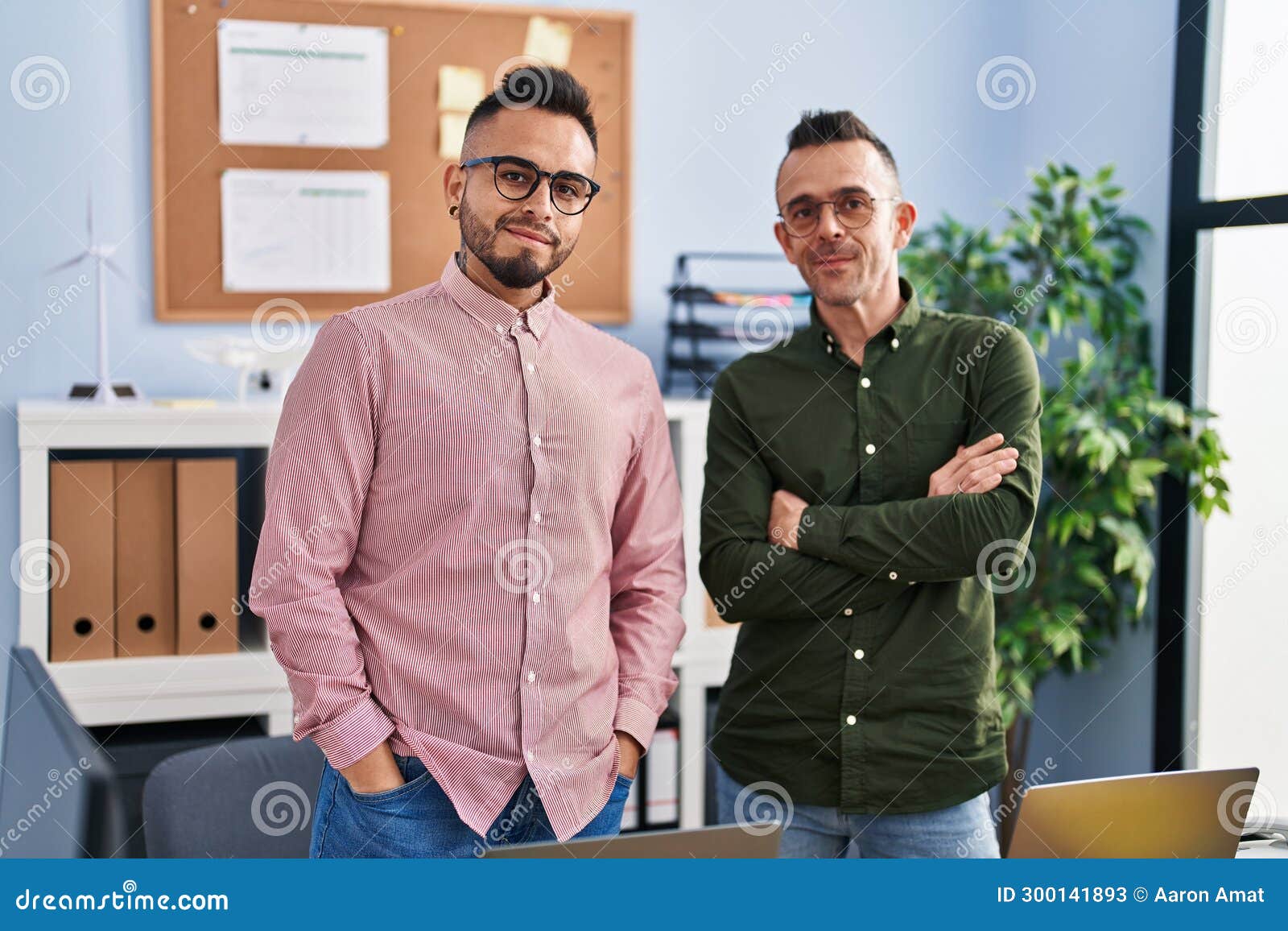 Two Men Business Workers Standing with Arms Crossed Gesture at Office ...