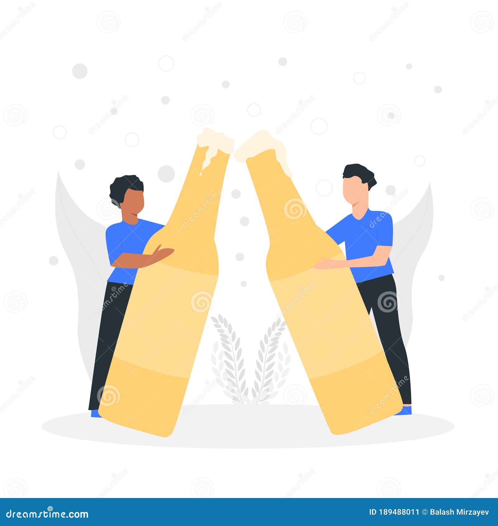 Two Men Cheering Beer Bottles Stock Vector - Illustration of glass ...