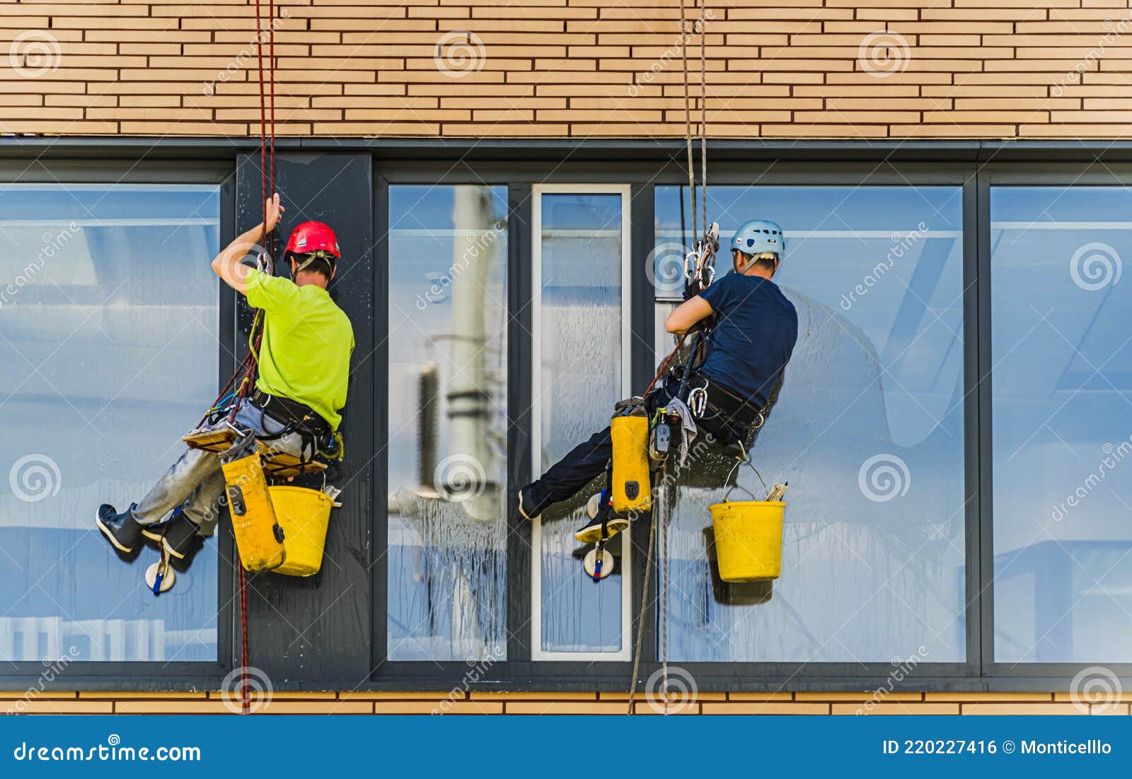 Two Men Cleaning Windows on an Office Building Editorial Photo - Image ...
