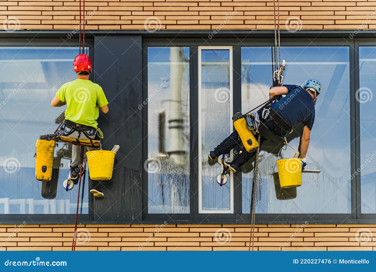 Two Men Cleaning Windows on an Office Building Editorial Photo - Image ...