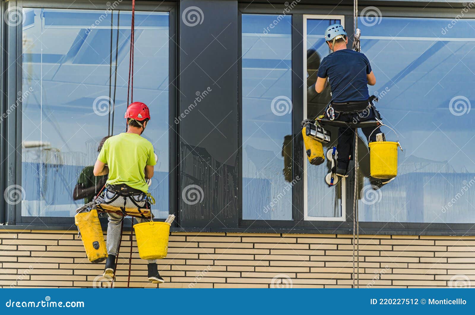 Two Men Cleaning Windows on an Office Building Editorial Photography ...