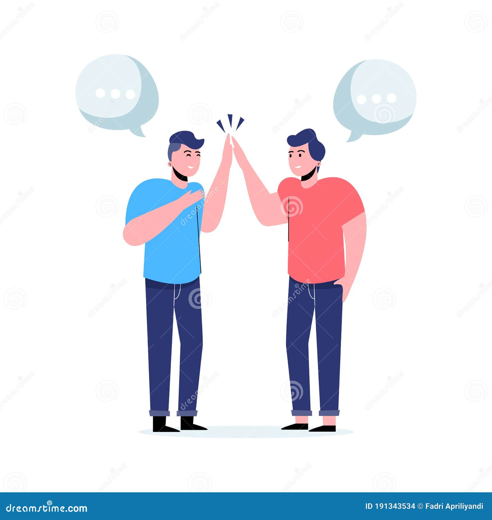 Two Men Communicating Vector Illustration in Flat Style with Speech ...