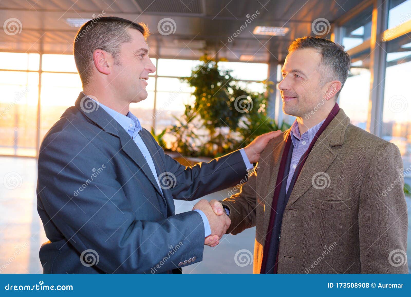 Two Men Congratulating Each Other Stock Photo - Image of pact ...
