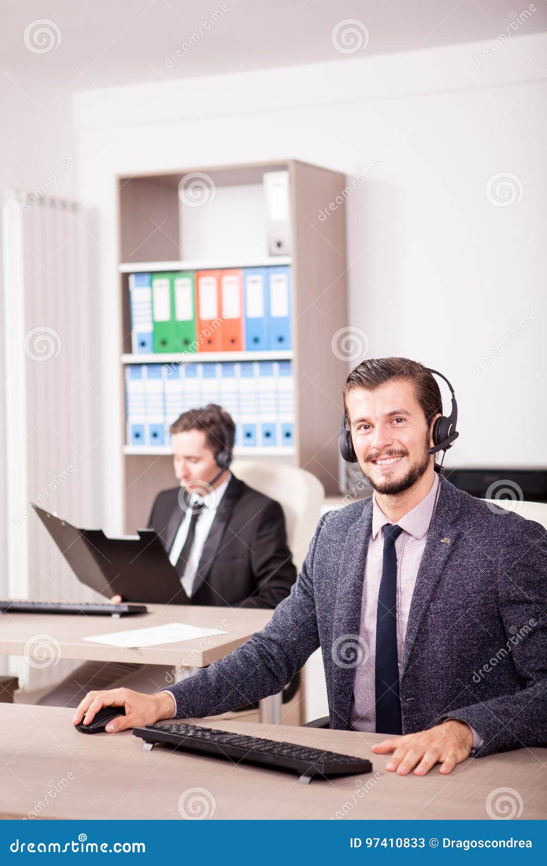 Two Men from Customer Service Support Working in the Office Stock Image ...