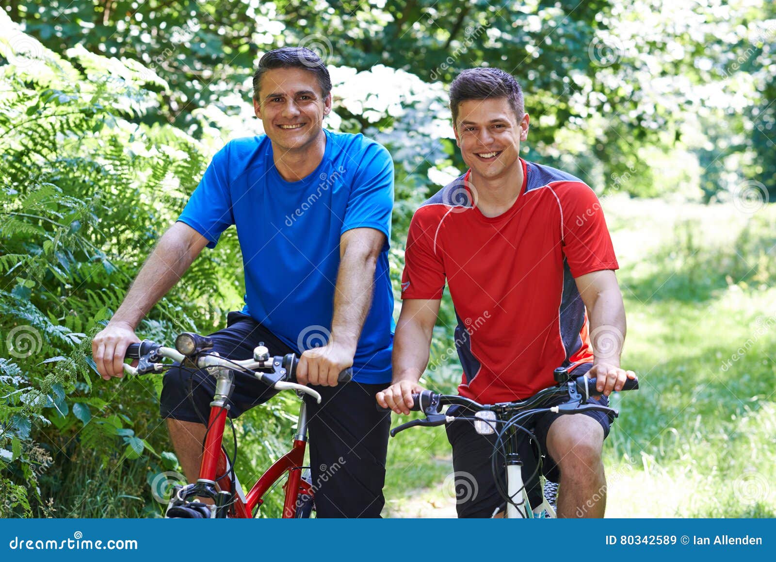 Two Men on Cycle Ride in Countryside Together Stock Image - Image of ...