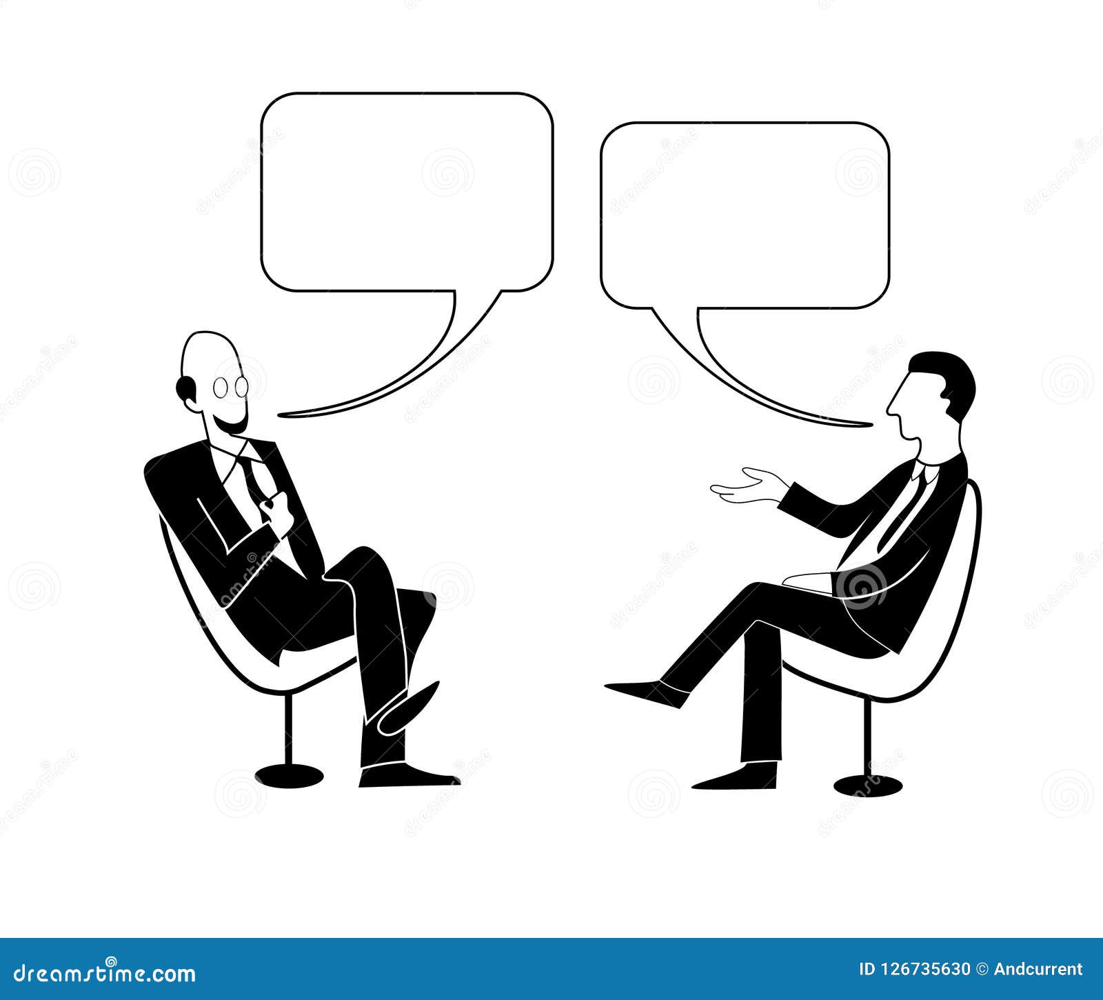 Two Men Dialog. Vector Outline Image. Stock Vector - Illustration of ...