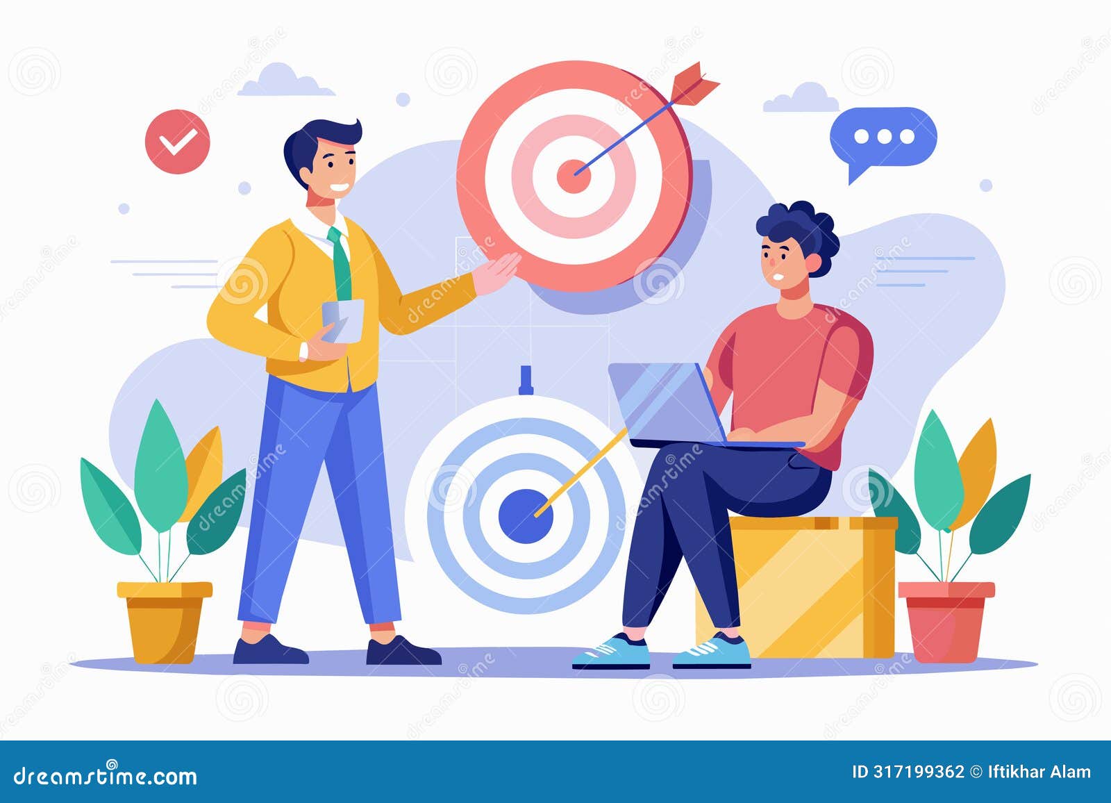 Two Men are Discussing Annual Business Targets while Standing in Front ...